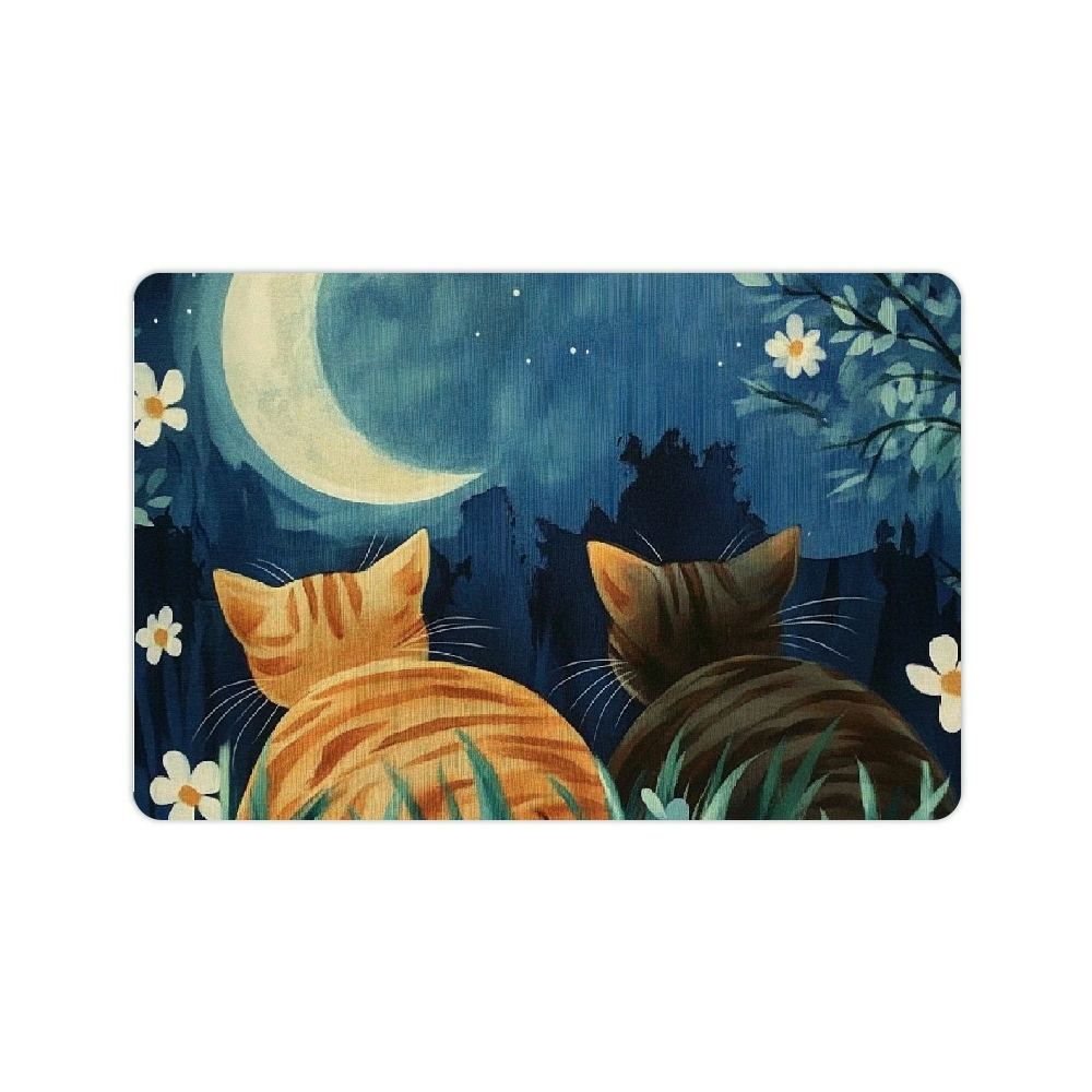 ZFLMY Cats Grass Moon Fast Absorption Home Rug Eco-Friendly Design ...