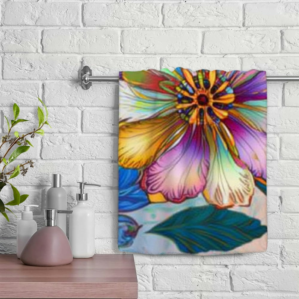 ZFLMY Colorful Flowers Modern Decorative Tea Towels 100% Polyester Spa ...