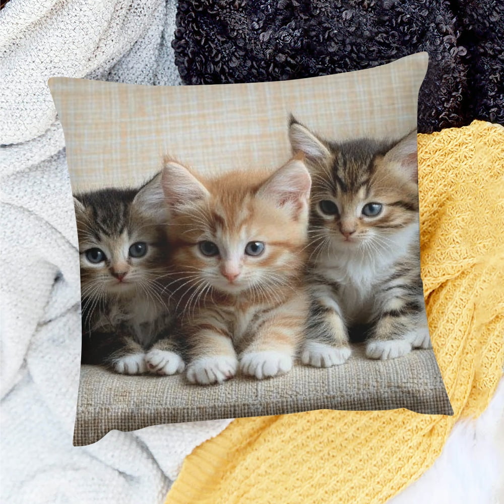 ZFLMY Cute Cats Decorative Throw Pillow Cover Case, Kittens Family Cats ...