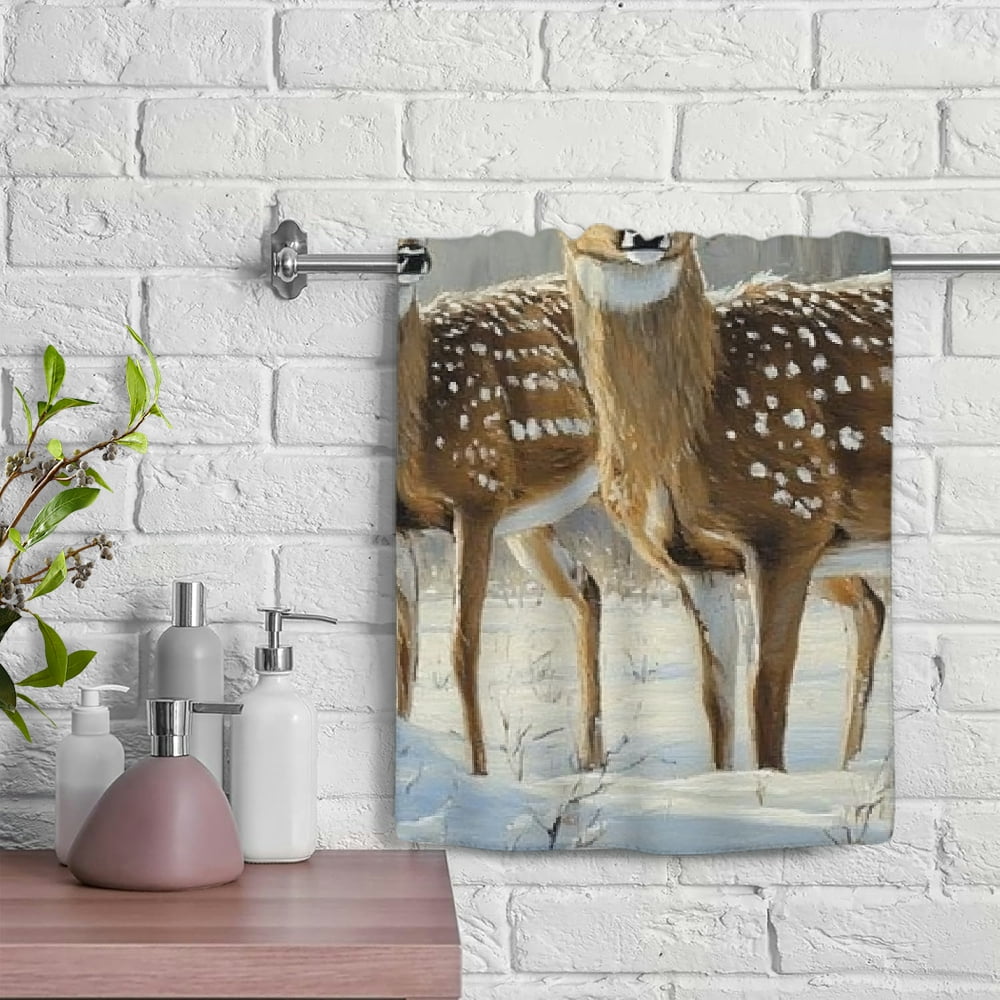 ZFLMY Deer Snow Soft Bath Towel Absorbent Hand Towels 29.5x13.8 Inches ...