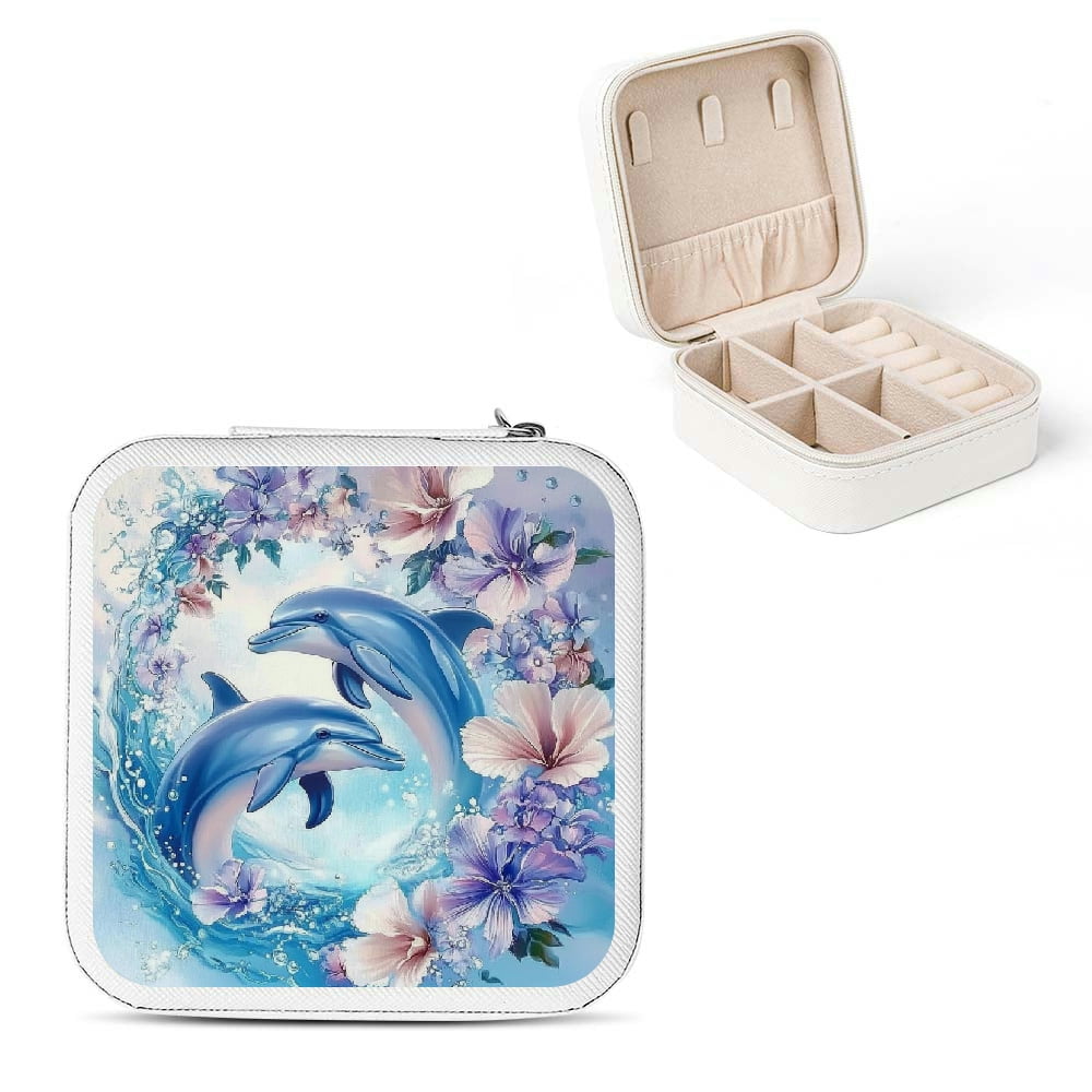 ZFLMY Dolphins Flowers Airbrush Jewelry Box for Necklace, Ring, Earring ...