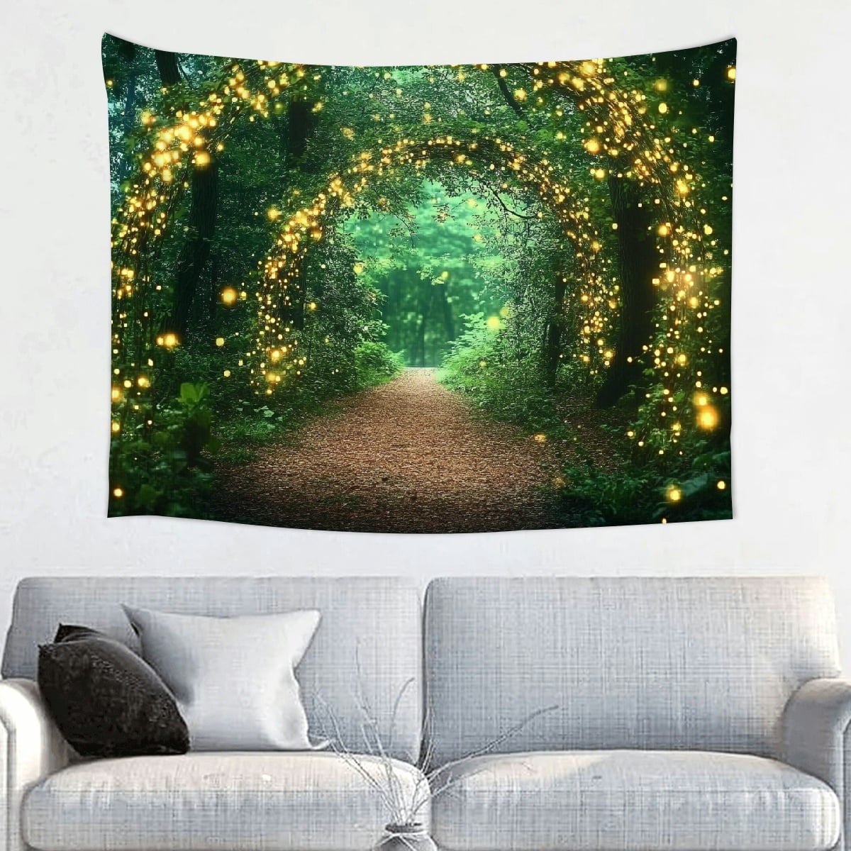 ZFLMY Fantasy Forest Tapestry Magic Jungle Path Magic Firefly Tapestry ...