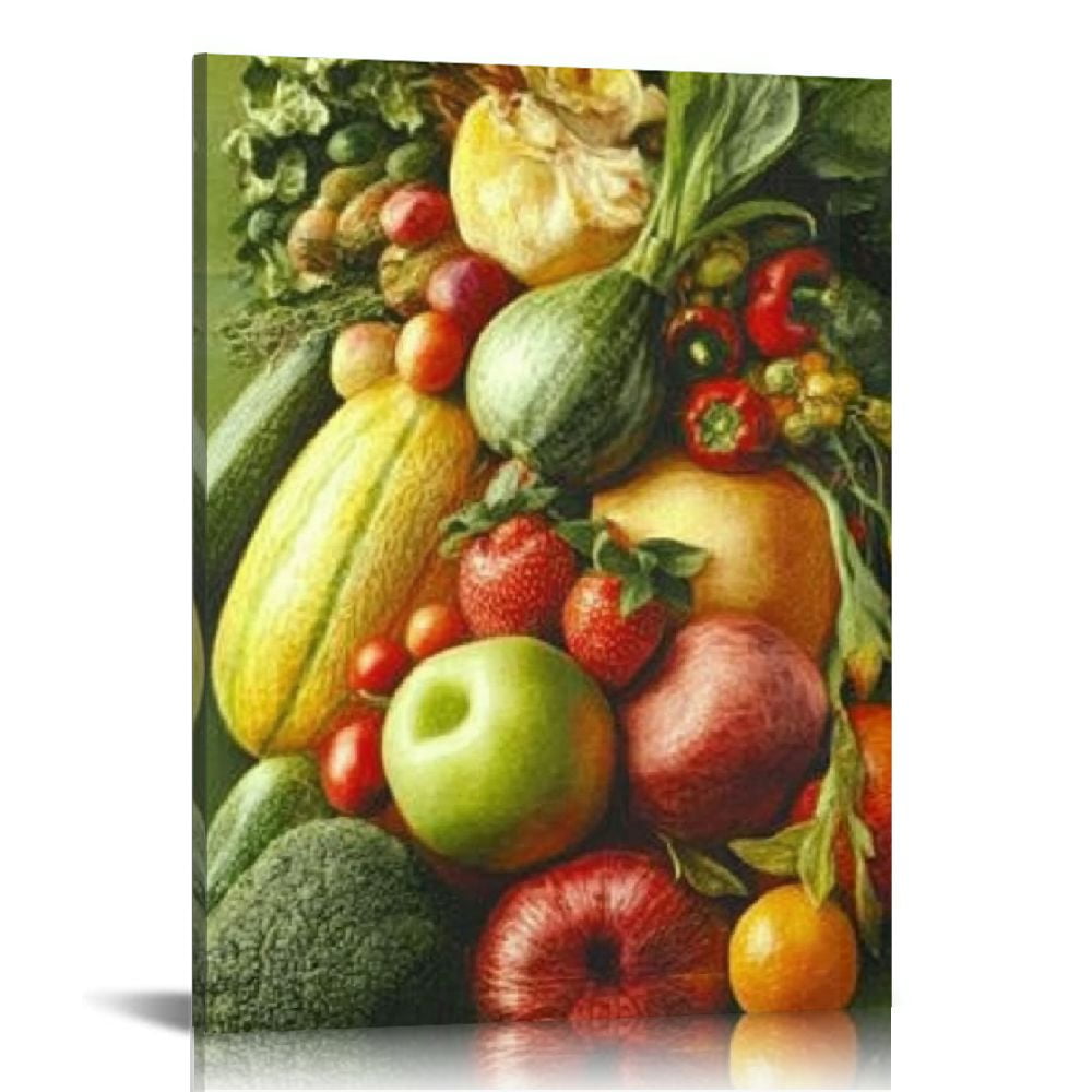 ZFLMY Fresh Vegetables, Fruits, Canvas Wall Art Deco, Suitable for ...