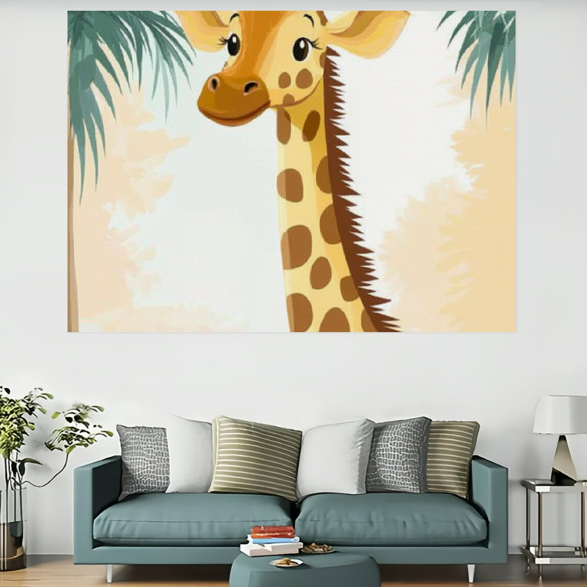 ZFLMY Giraffe Palm Tree Illustration Home Wall Tapestry Art Decorations ...