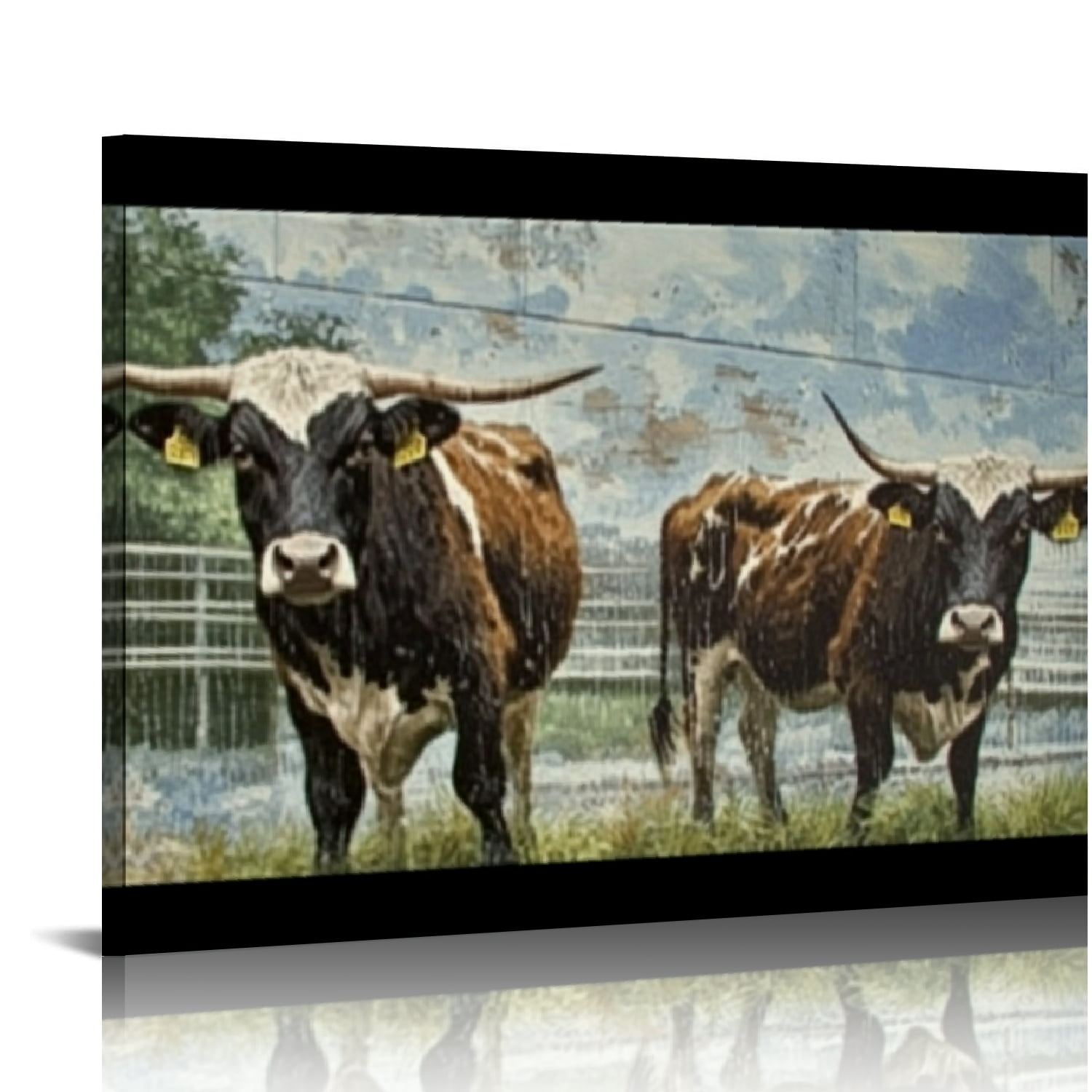 ZFLMY Highland Cow Canvas Wall Art - Brown Cow Western Wall Art Living ...