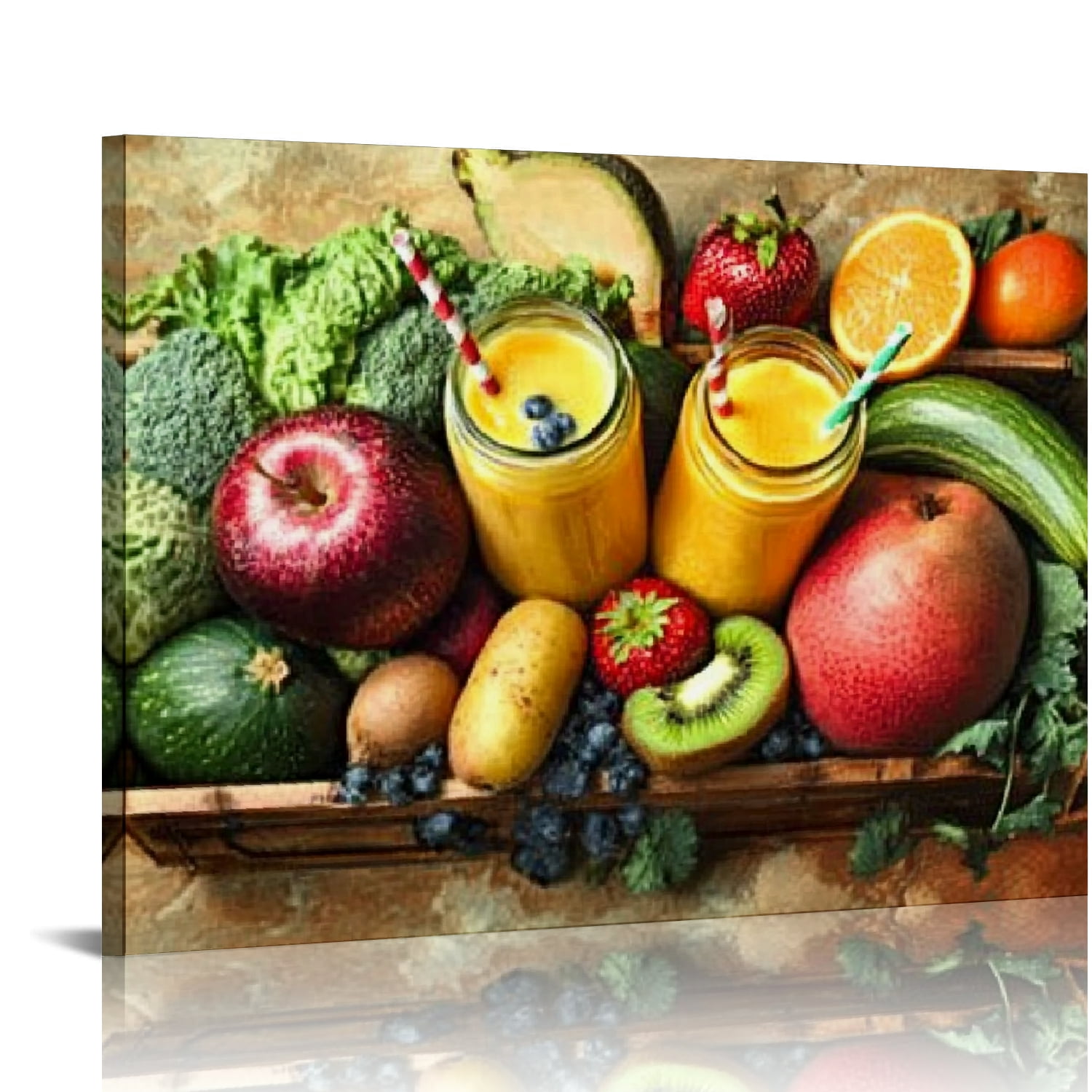 ZFLMY Kitchen wall decoration canvas art, colorful fruit canvas print ...