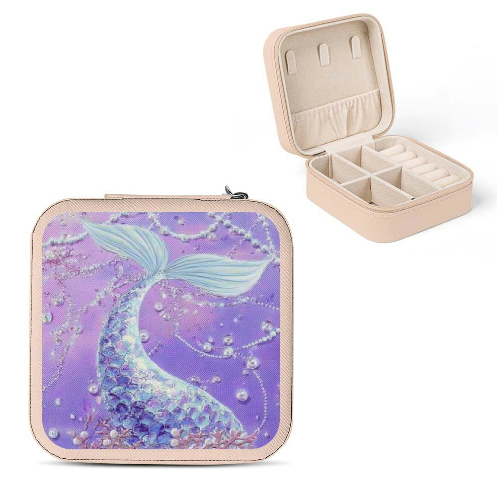 ZFLMY Mermaid Tail Pearls Jewelry Storage Box for Travel and Gifts Pink ...