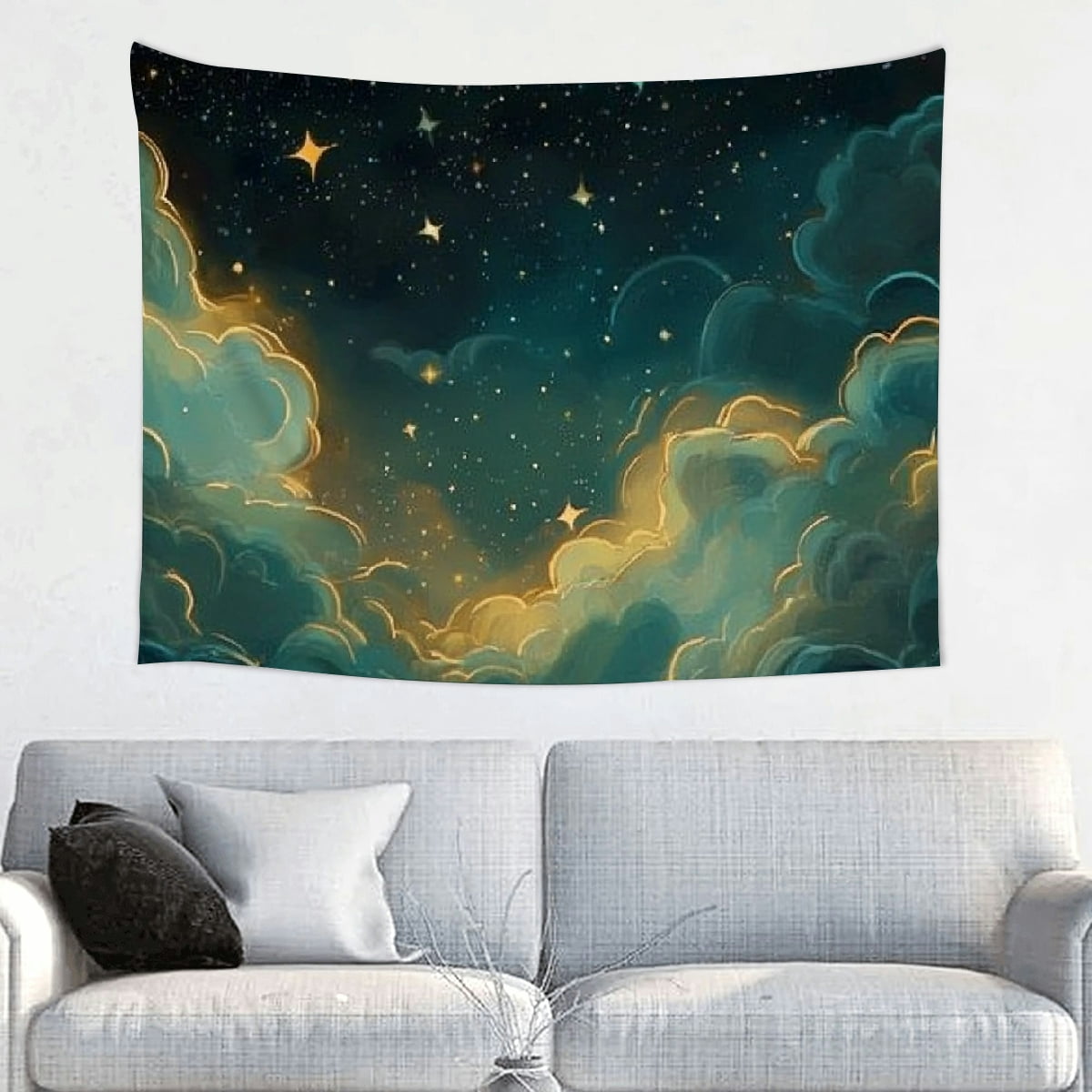 ZFLMY Night Sky Stars Clouds Wall Art Tapestry 100% Polyester Wall ...