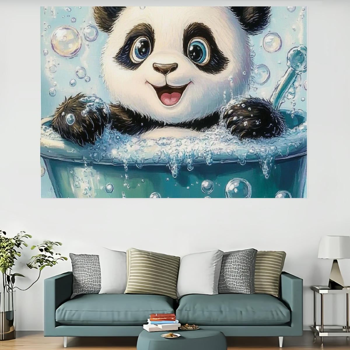 ZFLMY Panda Bear Bathtub Bubbles Tapestry Wall Hanging for Living Room ...