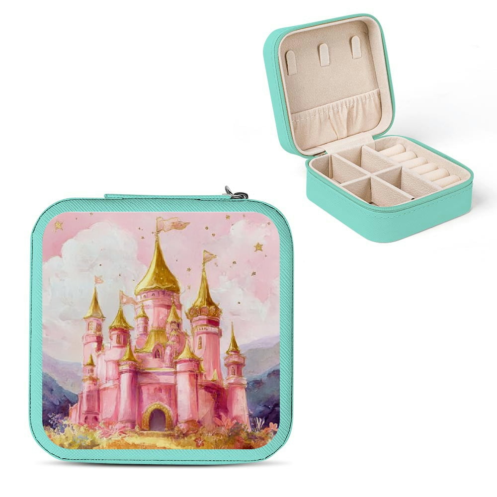 ZFLMY Pink Castle Gold Turrets Flexible Jewelry Storage Box Green ...