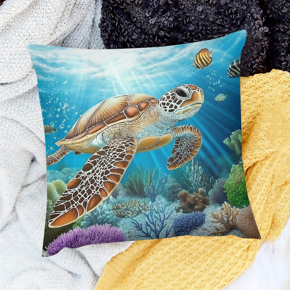 ZFLMY Sea Turtle Pillow Case Cushion Cover Kids Ocean Marine Decorative ...