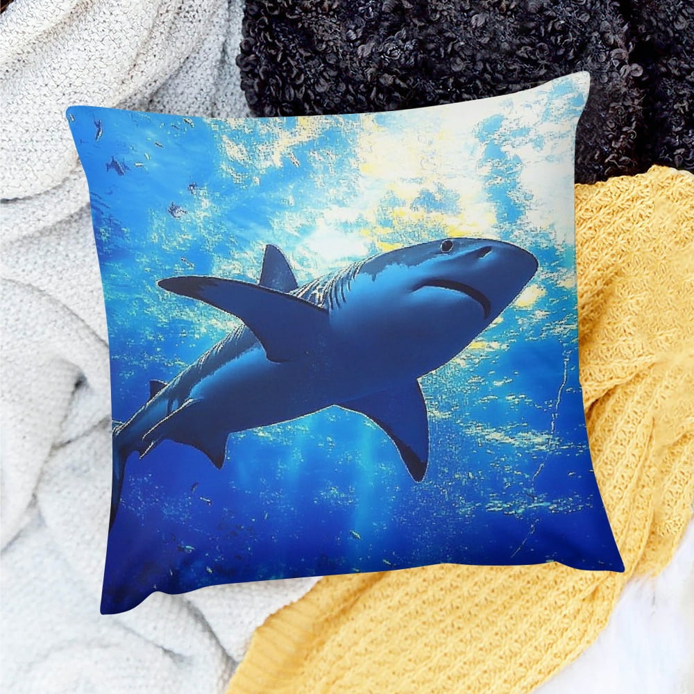 ZFLMY Shark Throw Pillow Covers Ocean Life Underwater World Pillow ...