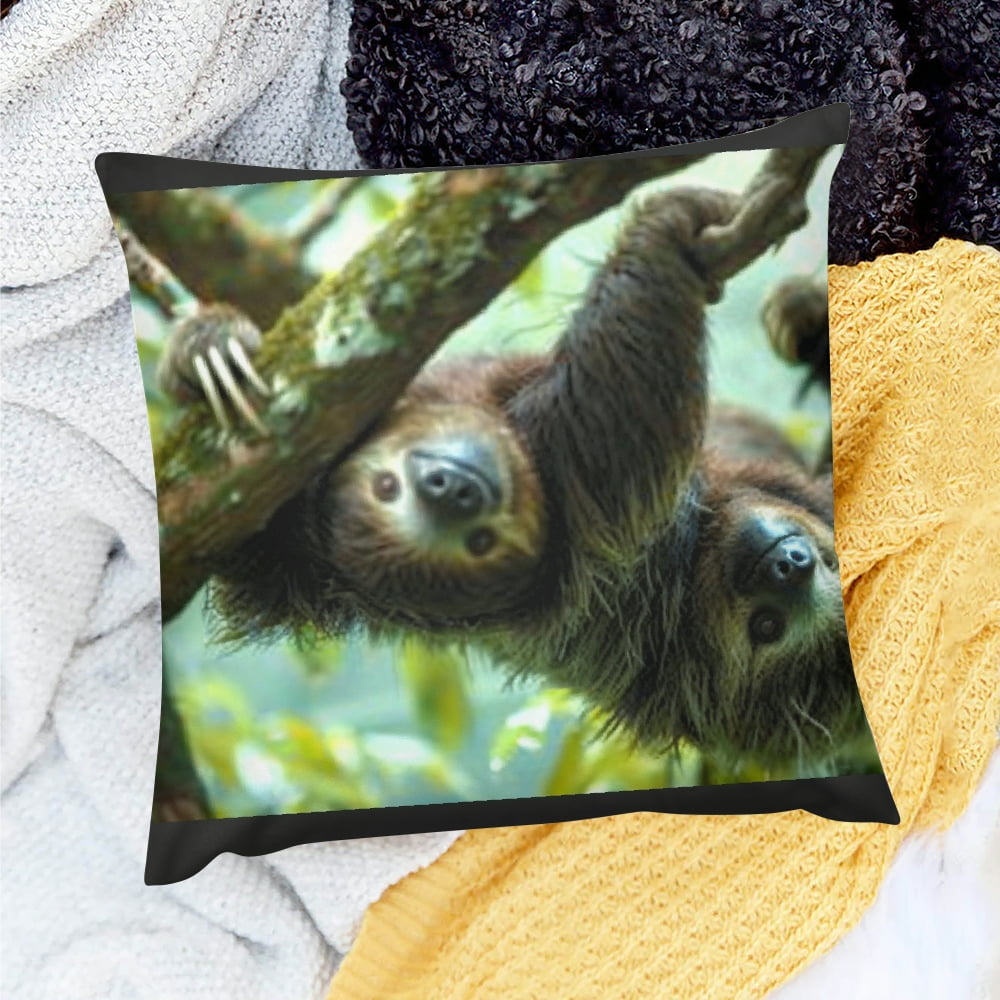 ZFLMY Sloth Tree Branch Pillow Cover 100% Linen Couch Decor 24x24in ...