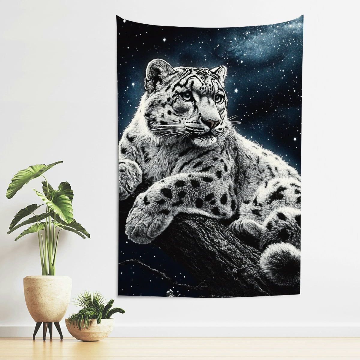 ZFLMY Snow Leopard Night Sky Print Wall Hanging Tapestry 4 Sizes 40 ...