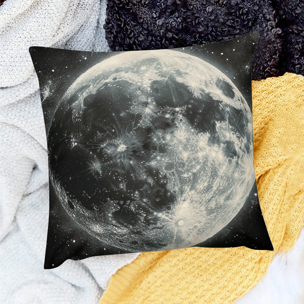 ZFLMY Square Cushion Cover Full Moon Stars Space Pillow Case for Home ...
