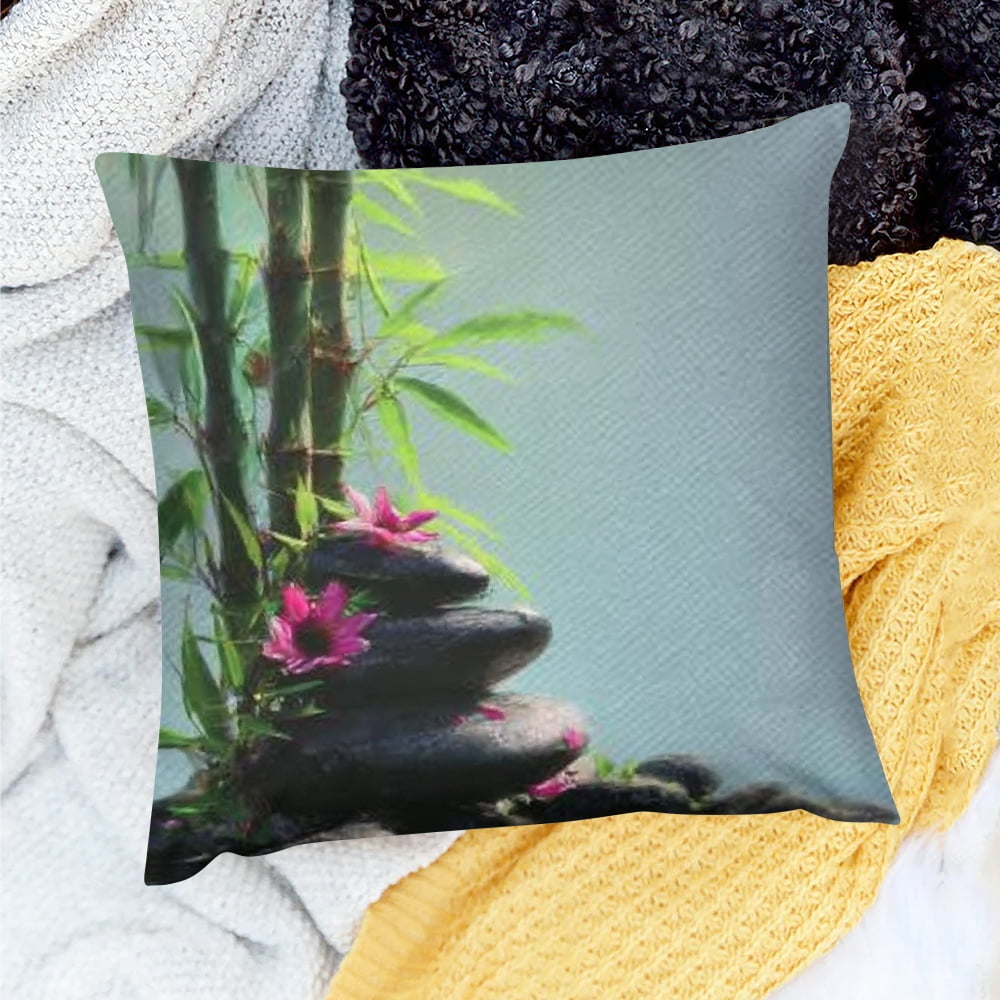 ZFLMY Teal Decorative Throw Pillow Cover Asian Zen Stone, Pillow Covers ...