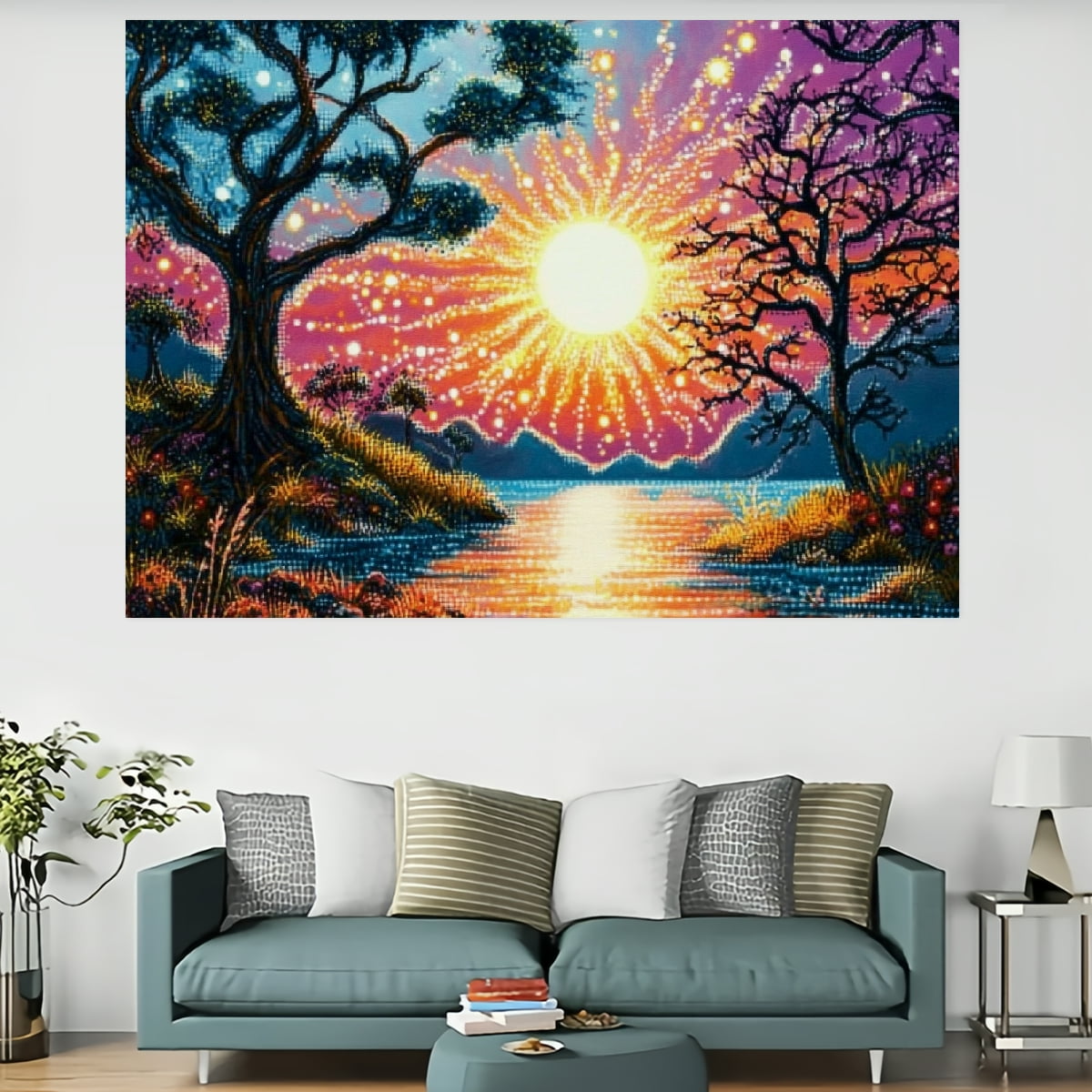 ZFLMY Tree of Life Tapestry Psychedelic Sun Forest Tapestry Starry Sky Tapestry Nature Landscape ...