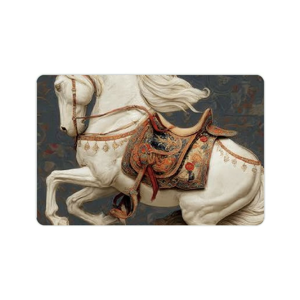 ZFLMY White Horse Qajar Art Fast Absorption Home Rug Mat 24x16in ...