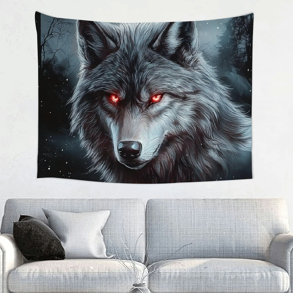 ZFLMY Wolf Moon Wall Hanging Tapestry, 100% Polyester for Living Room ...