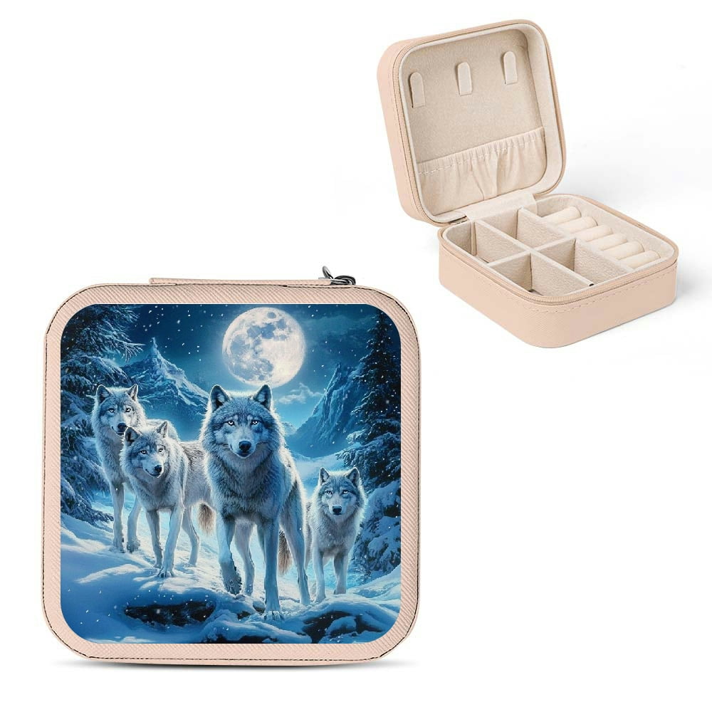 ZFLMY Wolves Snow Full Moon Jewelry Box for Mother's Day Gifts Pink ...