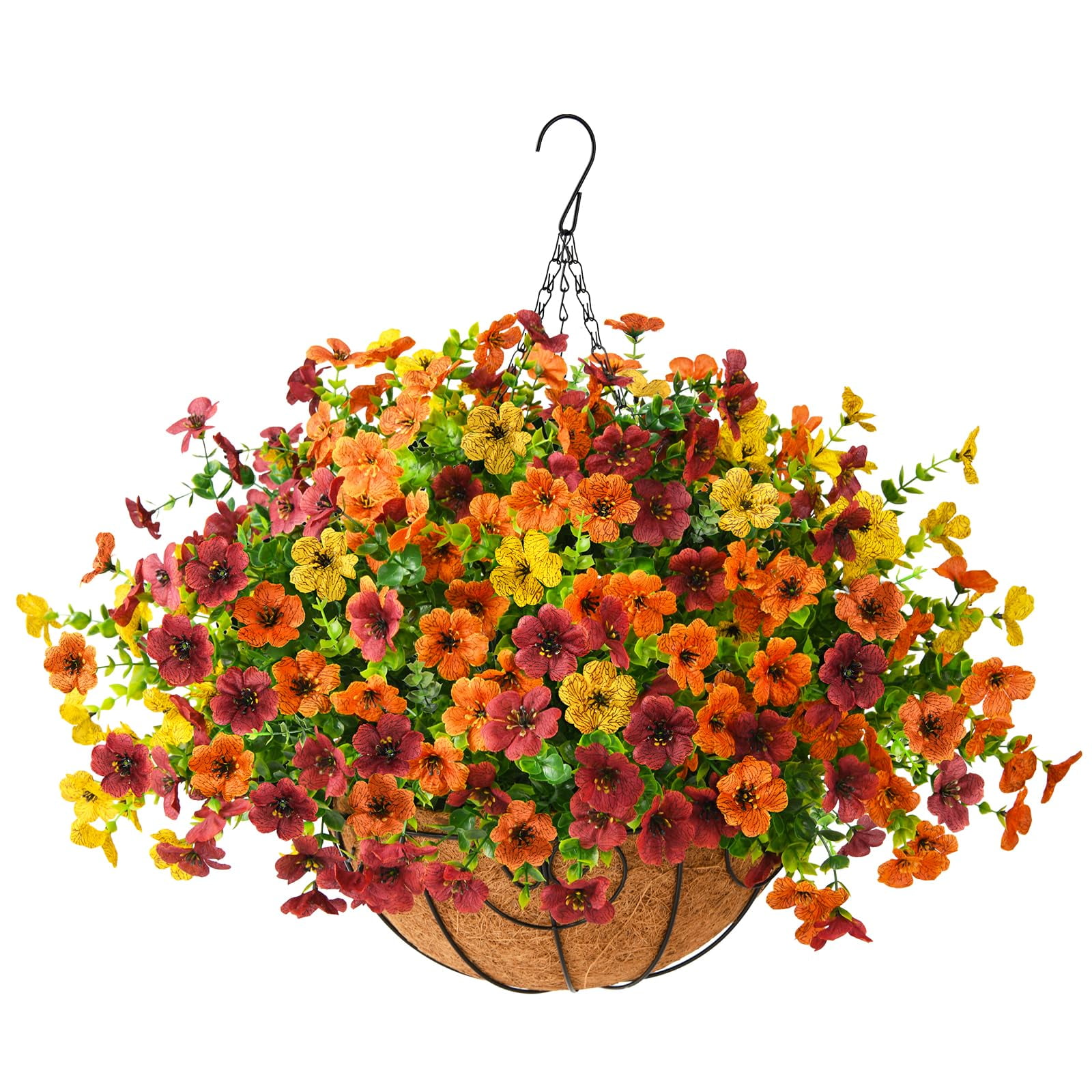 ZFProcess Artificial Fake Fall Hanging Plants Flowers Basket, Faux Silk ...