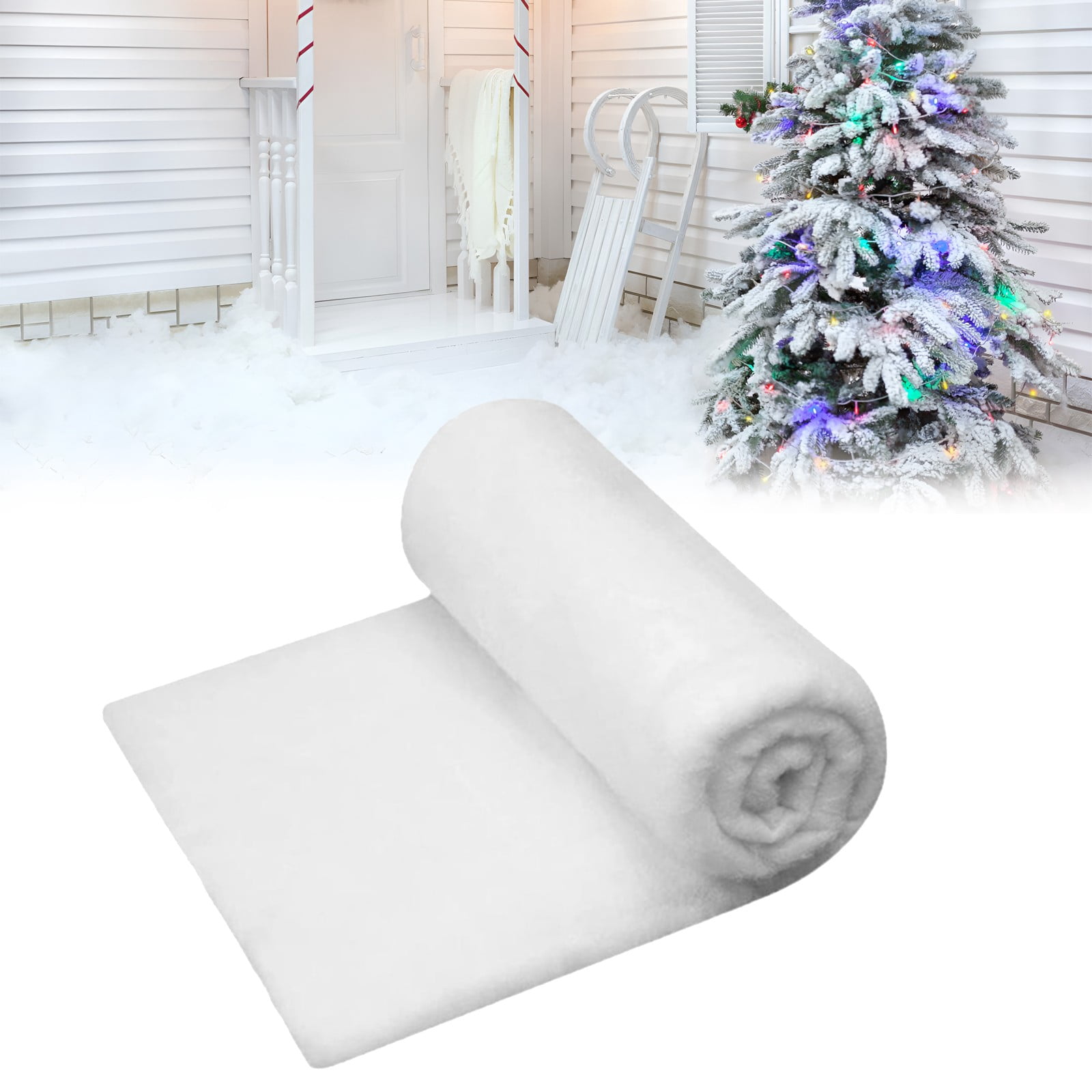 ZFSBZBS 5Ft x 10Ft Christmas Snow Blanket Roll Soft Thick Artificial ...