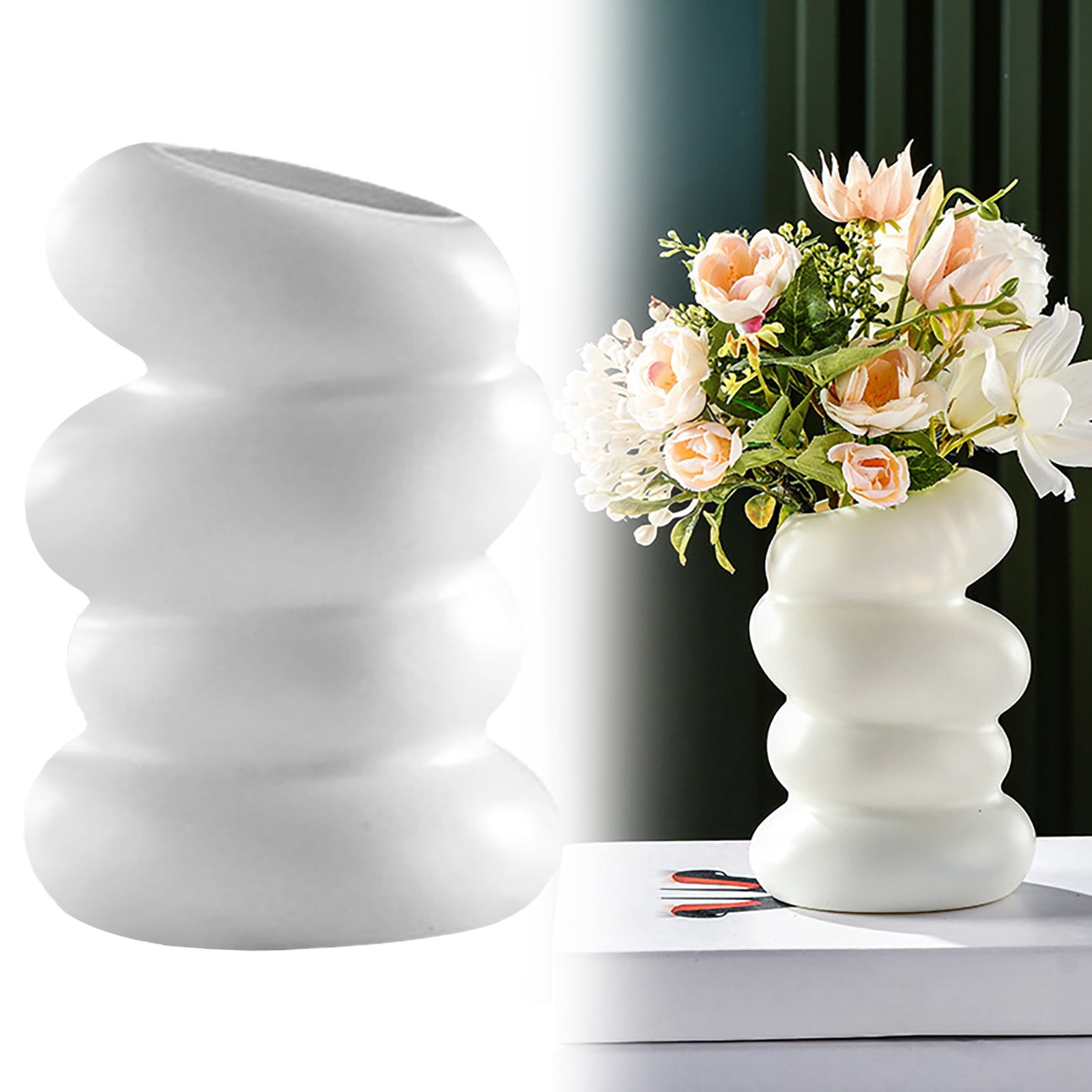 ZFSBZBS Flower Vase for Home Decor - Handcrafted Cobblestone Shape Vase ...