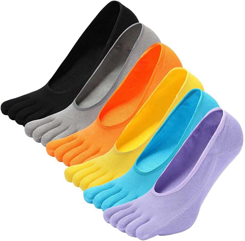 ZFSOCK Women's Toe Socks, 6 Pairs, No Show, Low Cut, Breathable Cotton ...