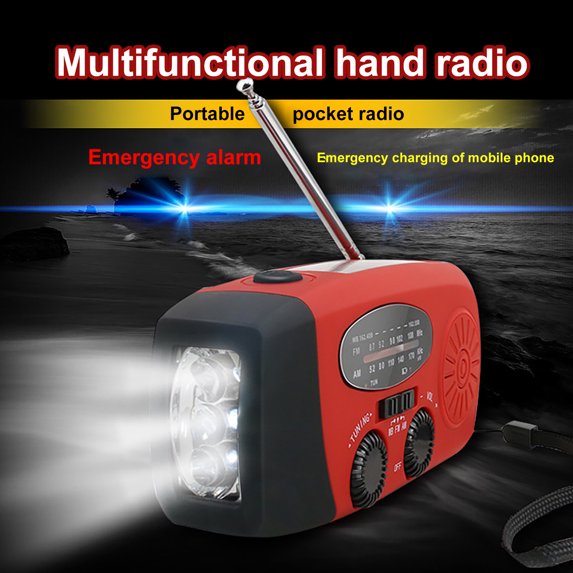 ZFYXGS Emergency Hand Crank Self Powered Solar Weather Radio With LED ...