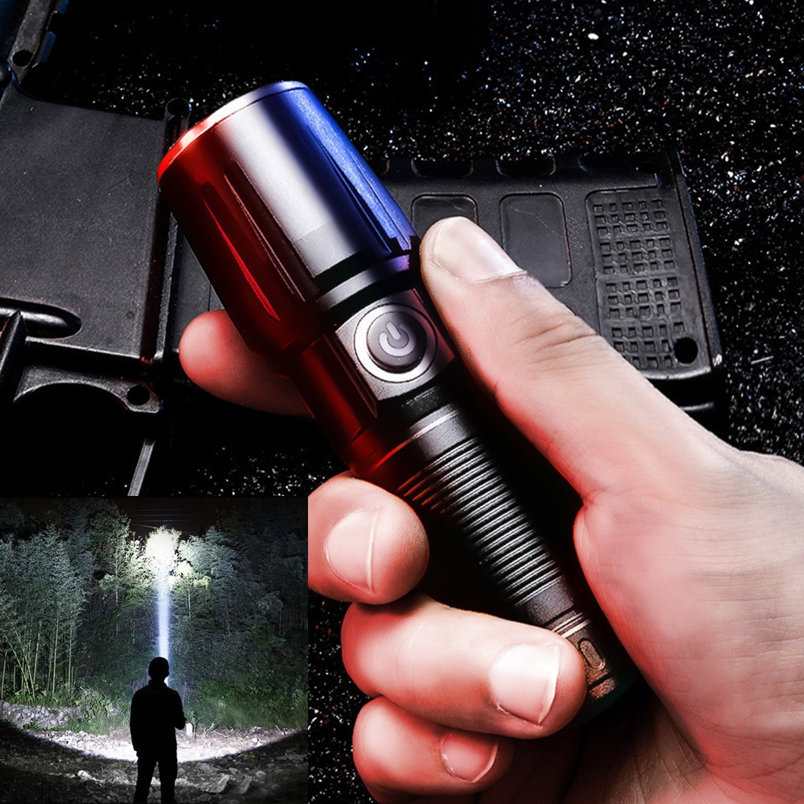 ZFYXGS Strong Light Long-range LED Light With Telescopic Focusing Three ...