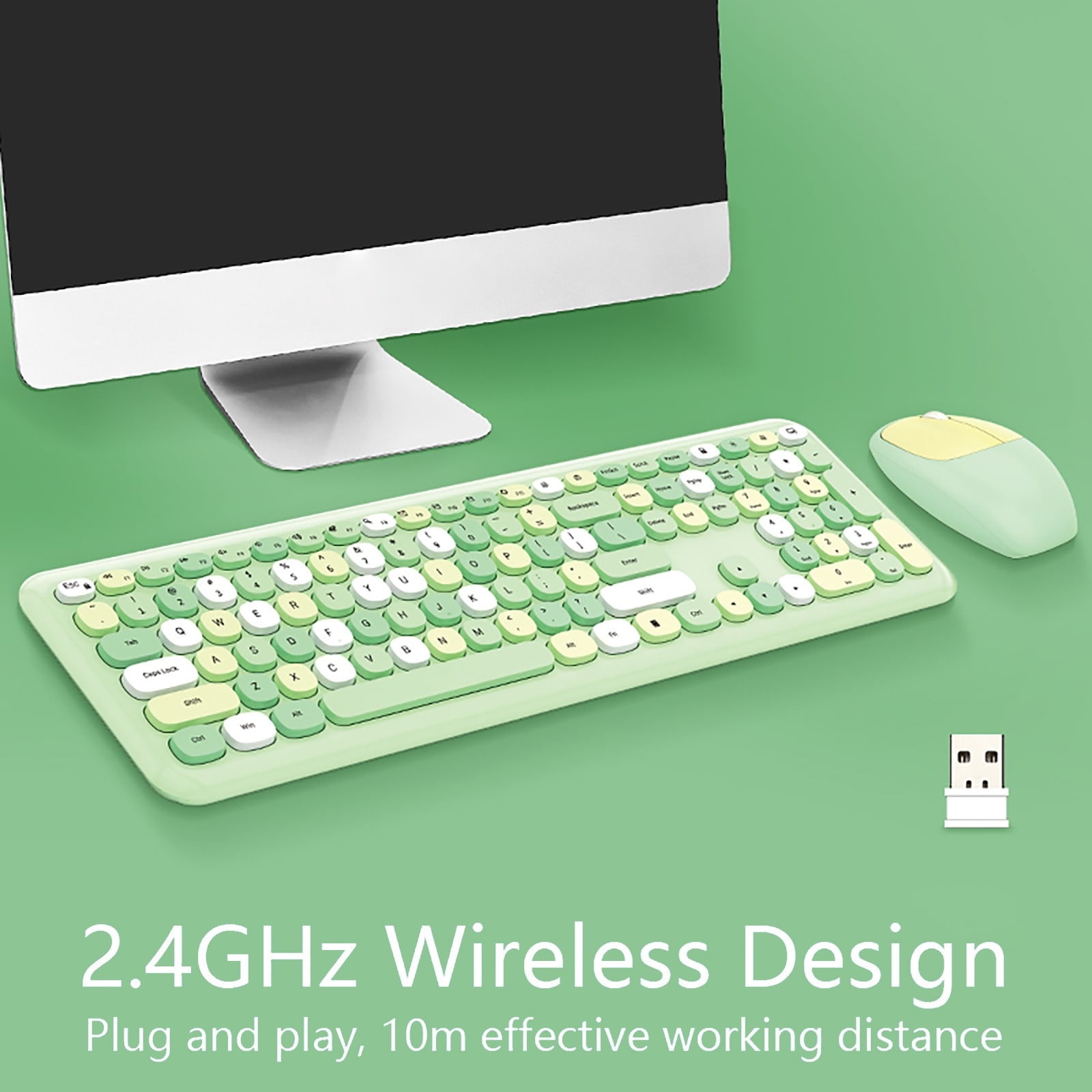 ZFYXGS Wireless Keyboard And Mouse Combo, Wireless Keyboard, 2.4GHz ...