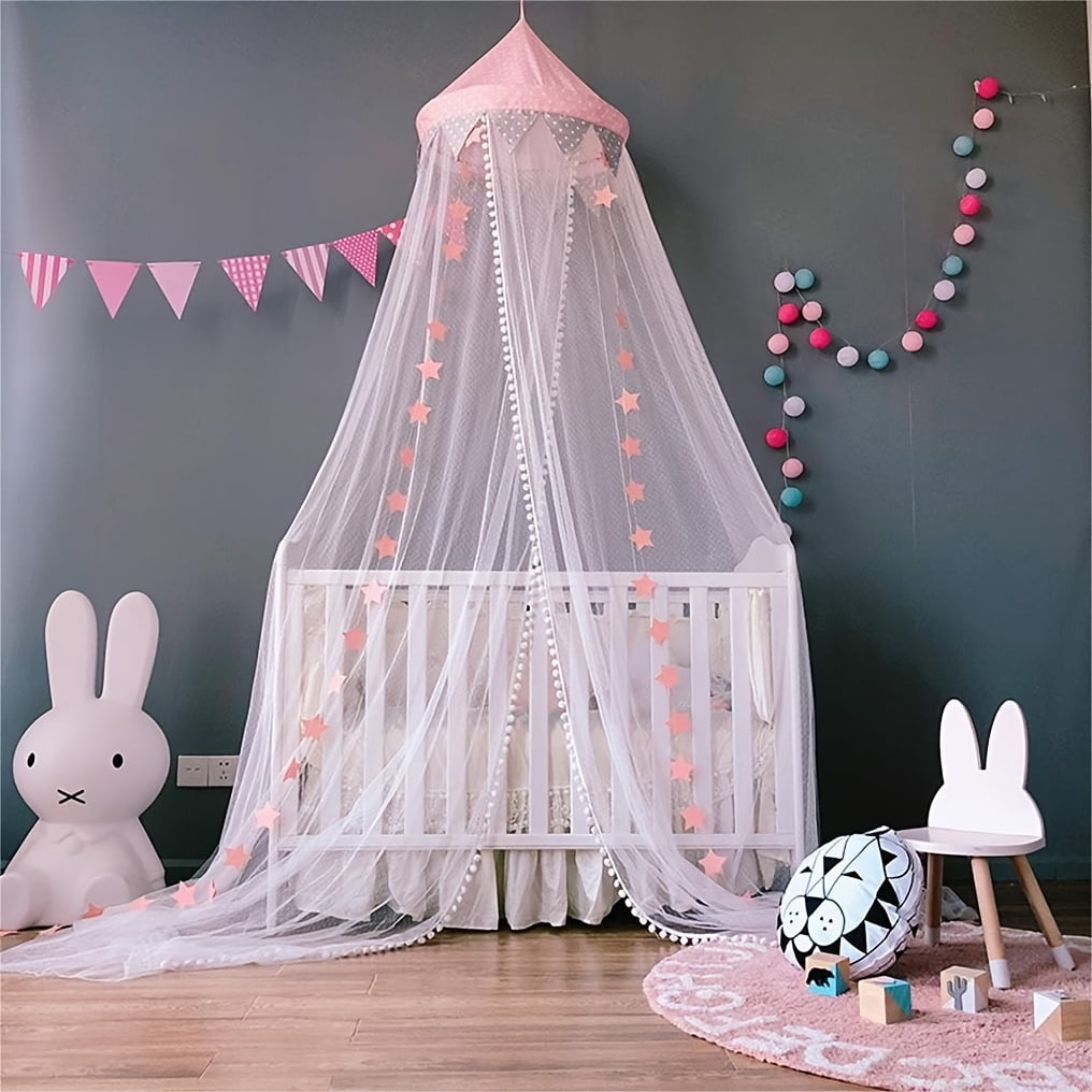 ZGAD 1 Piece Baby Bed Canopy Mosquito Net for Kids Baby Crib Round Dome ...