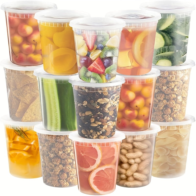 ZGAD 10pcs 32oz Clear Plastic Food Storage Containers with Lids ...