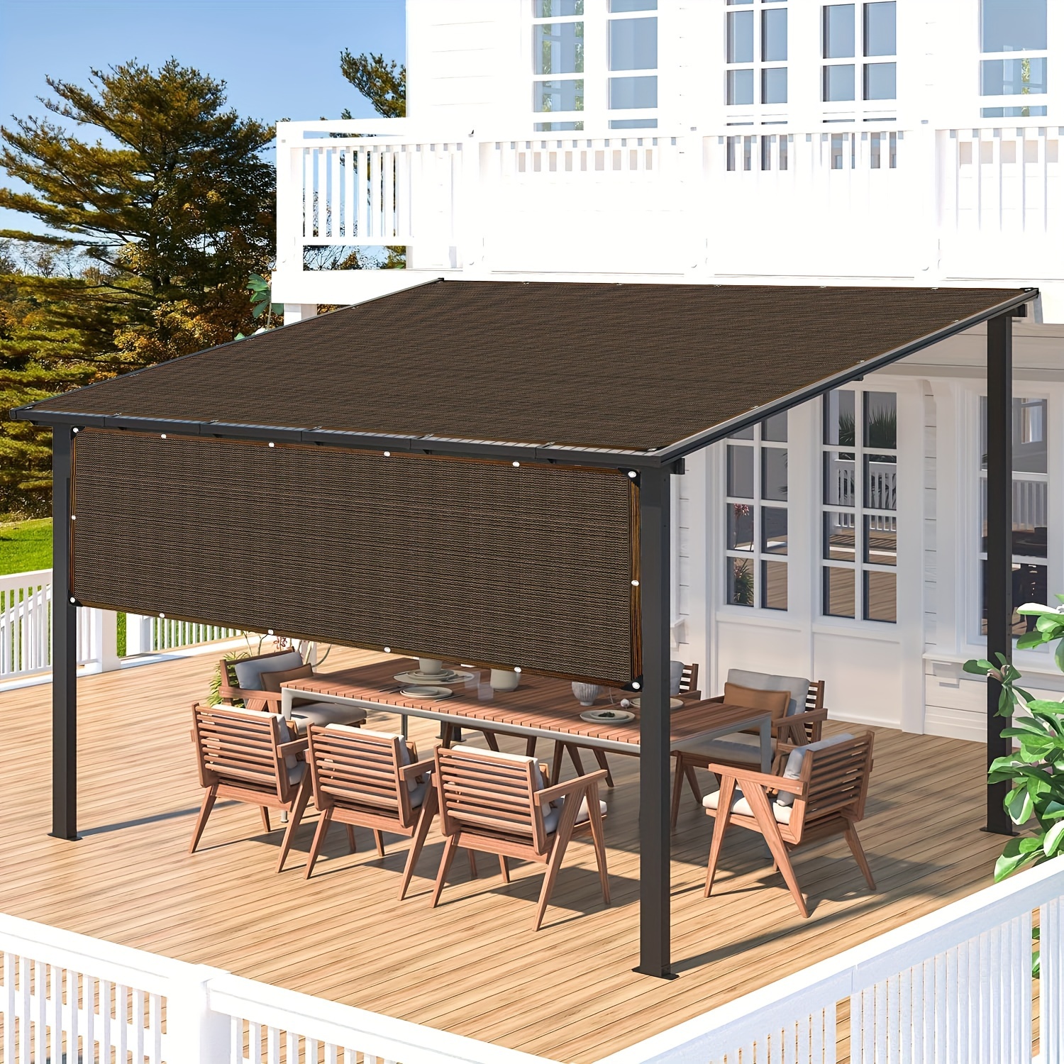 ZGAD 1pc Sun Shade Sail Fabric - 80% Sunshade, Wind Block, UV ...