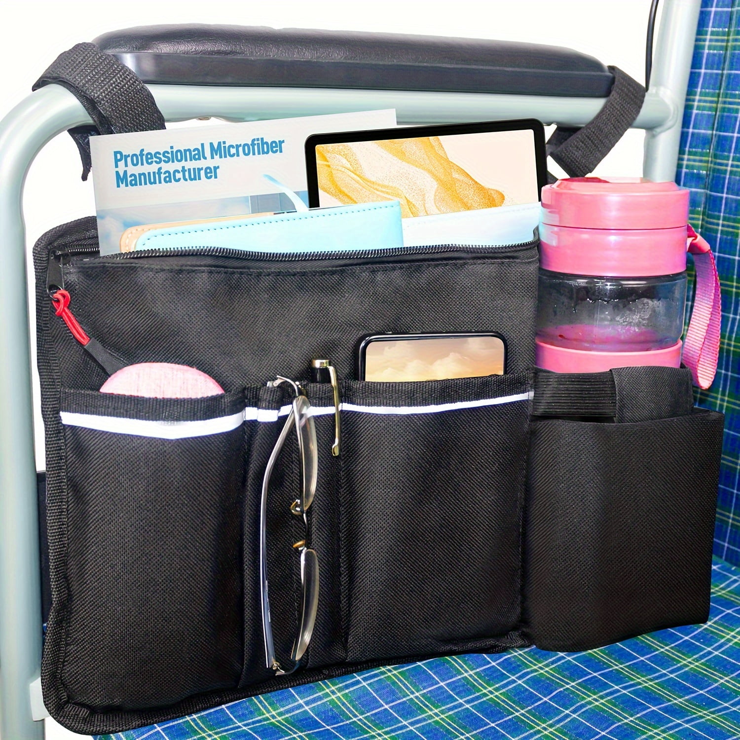 ZGAD 1pc Universal Wheelchair Clip On Cup Holder, Wheelchair Storage Pouch, Side Bags Back Bag ...