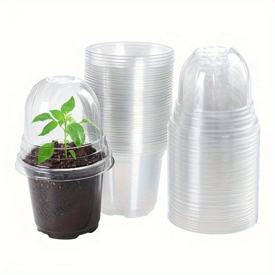 ZGAD 40pcs/set Plant Nursery Pots With Humidity Domes, 4 Inch Clear ...