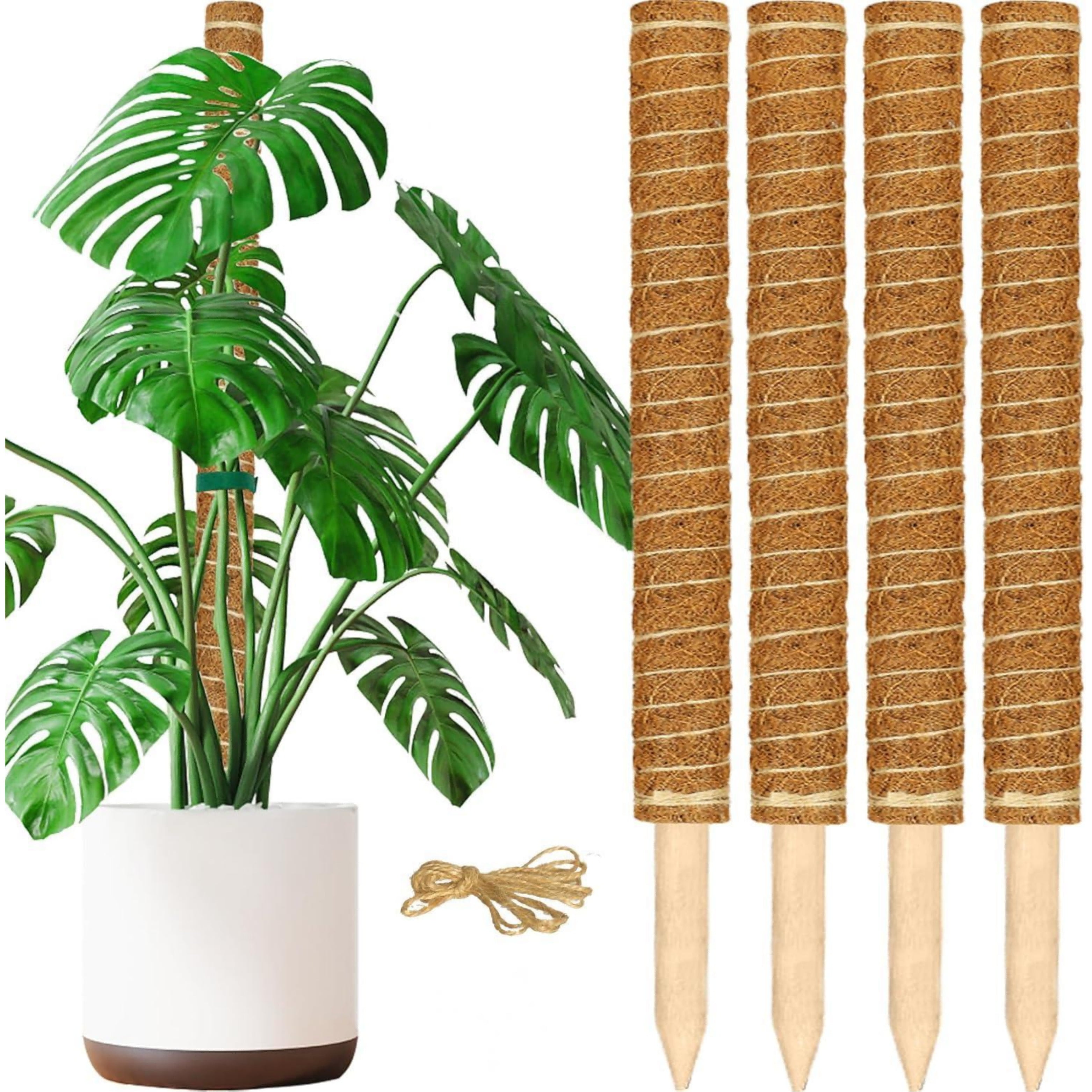 ZGAD 4pcs 15" Moss Pole for Climbing Plants - Natural Wool Totem ...