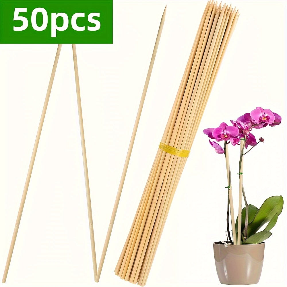 ZGAD 50pcs Bamboo Wooden Garden Stakes, 16-Inch Plant Support Sticks ...