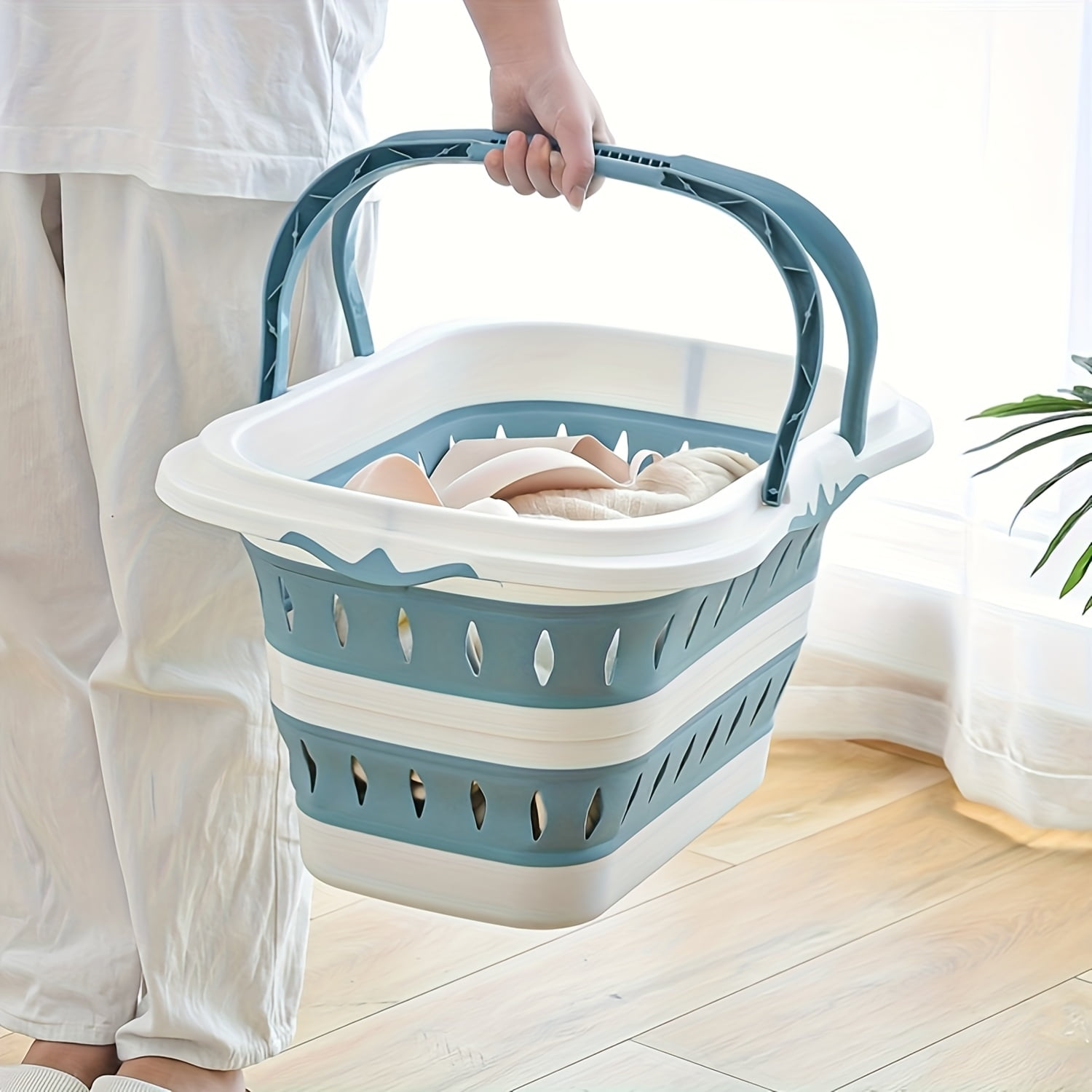 ZGAD Contemporary Collapsible Laundry Basket with Handles, Portable ...