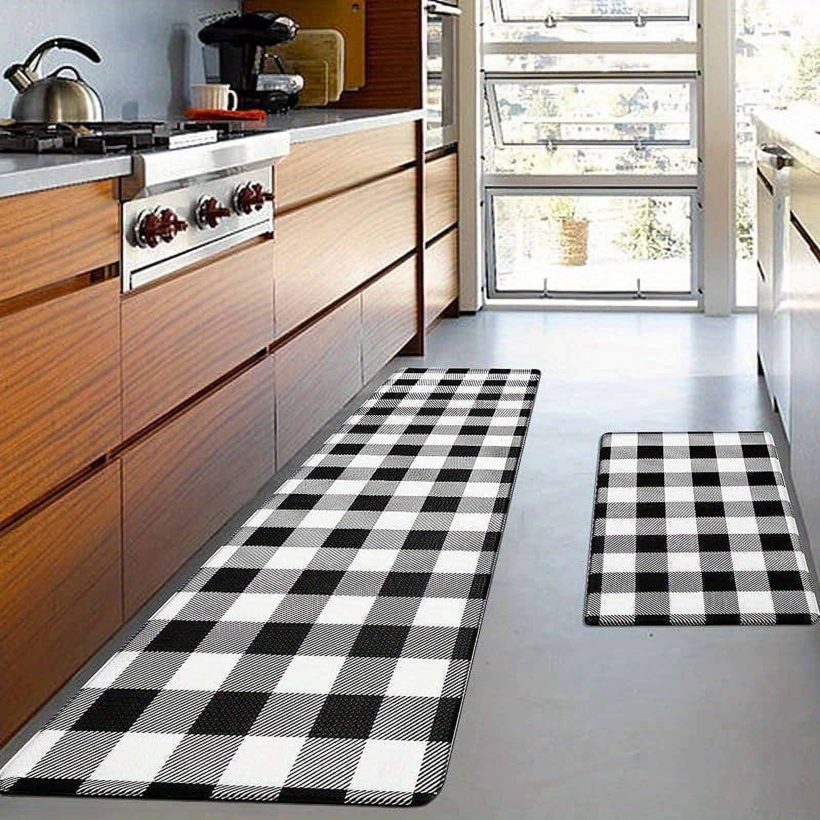 ZGAD Kitchen Rugs Anti Fatigue Kitchen Floor Mat Black and Rugs Kitchen ...