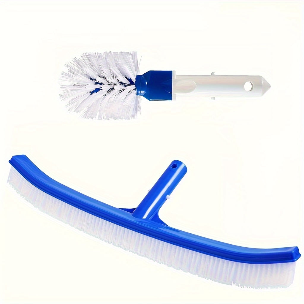 ZGAD Swimming Pool Cleaning Brush Set, 2-Piece Pool Skimmer with Curved ...