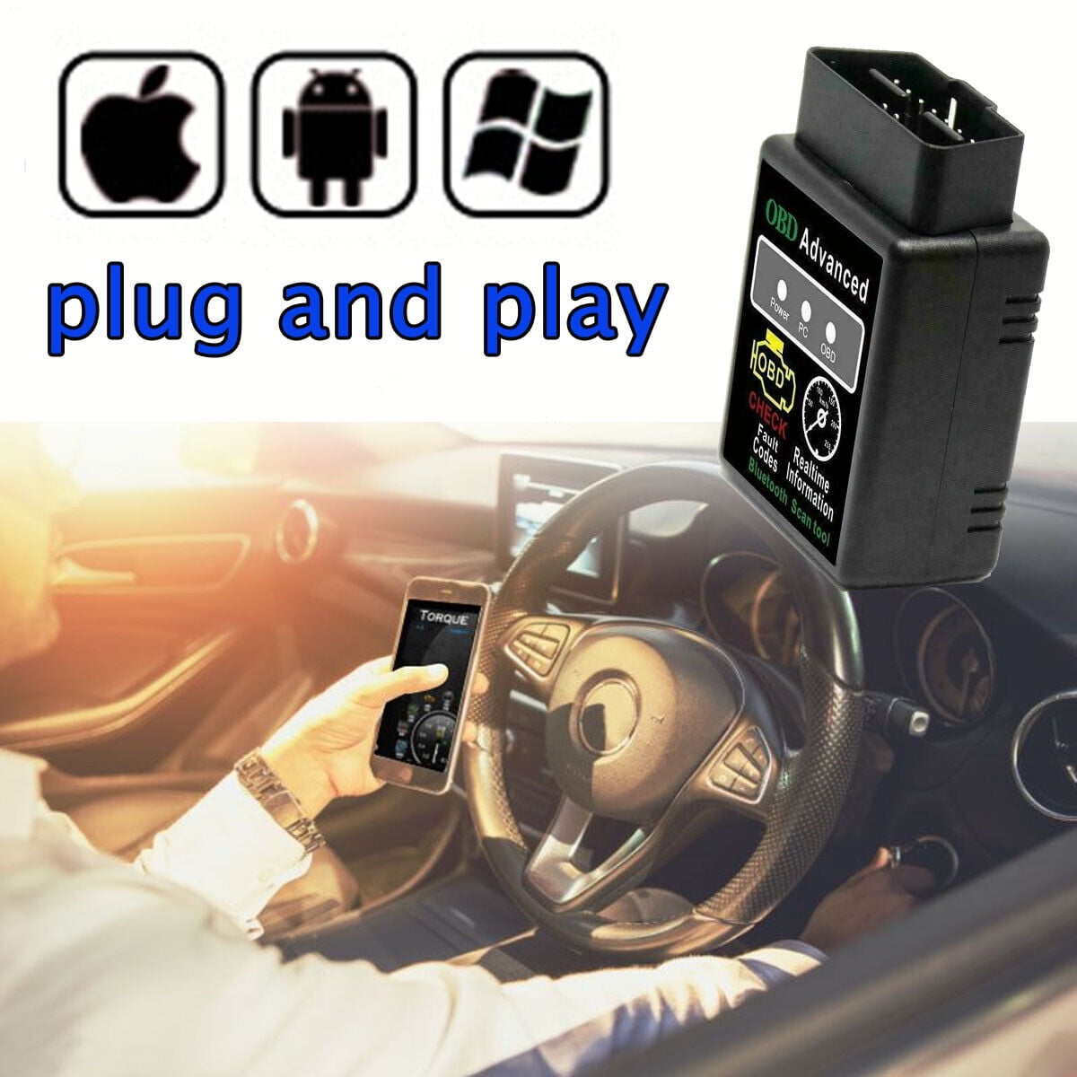 ZGBY 100% Bluetooth Obd2 Scanner Adapter, Wireless Detection Code ...