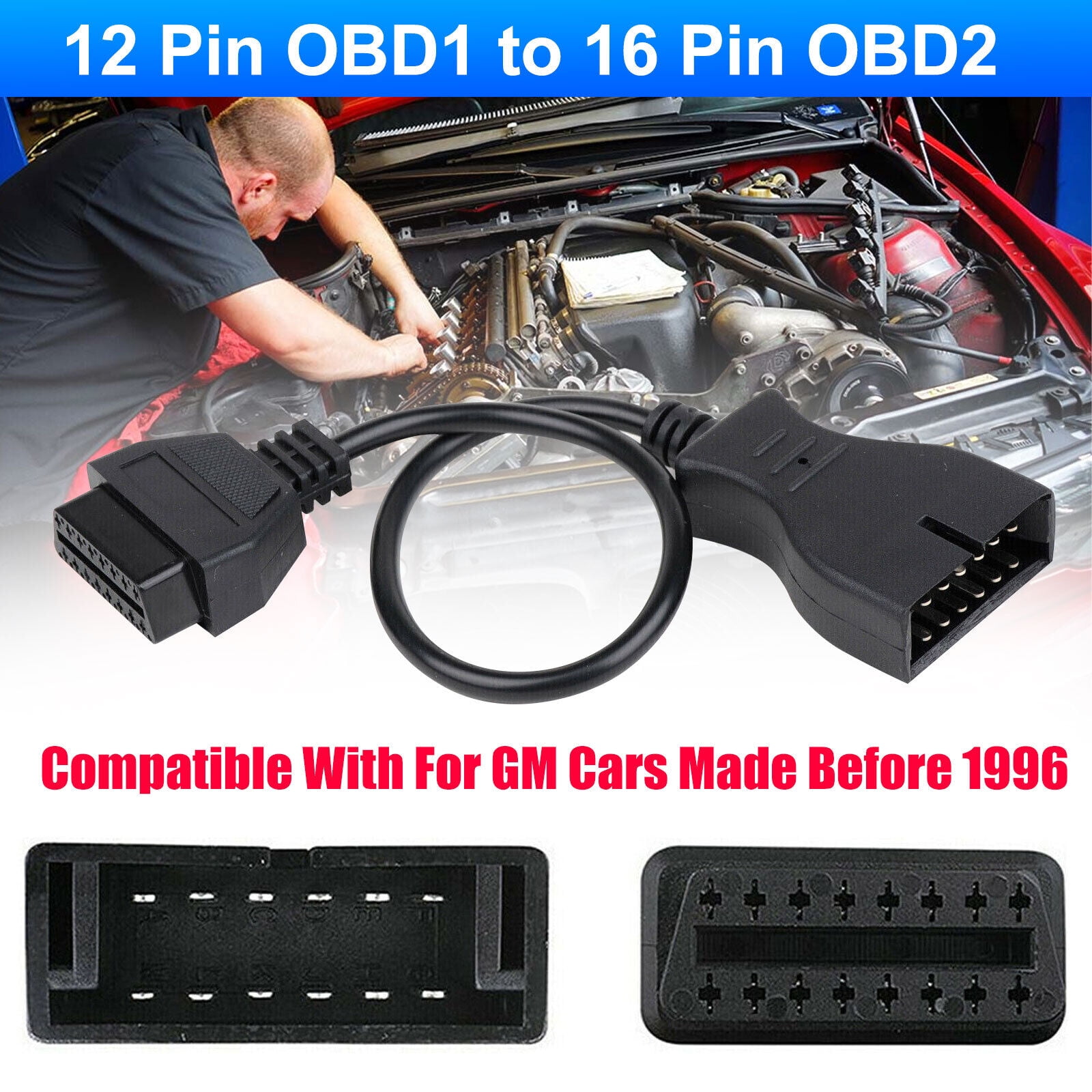 ZGBY 12 Pin OBD1 to 16 Pin OBD2 Convertor Adapter Cable for GM ...