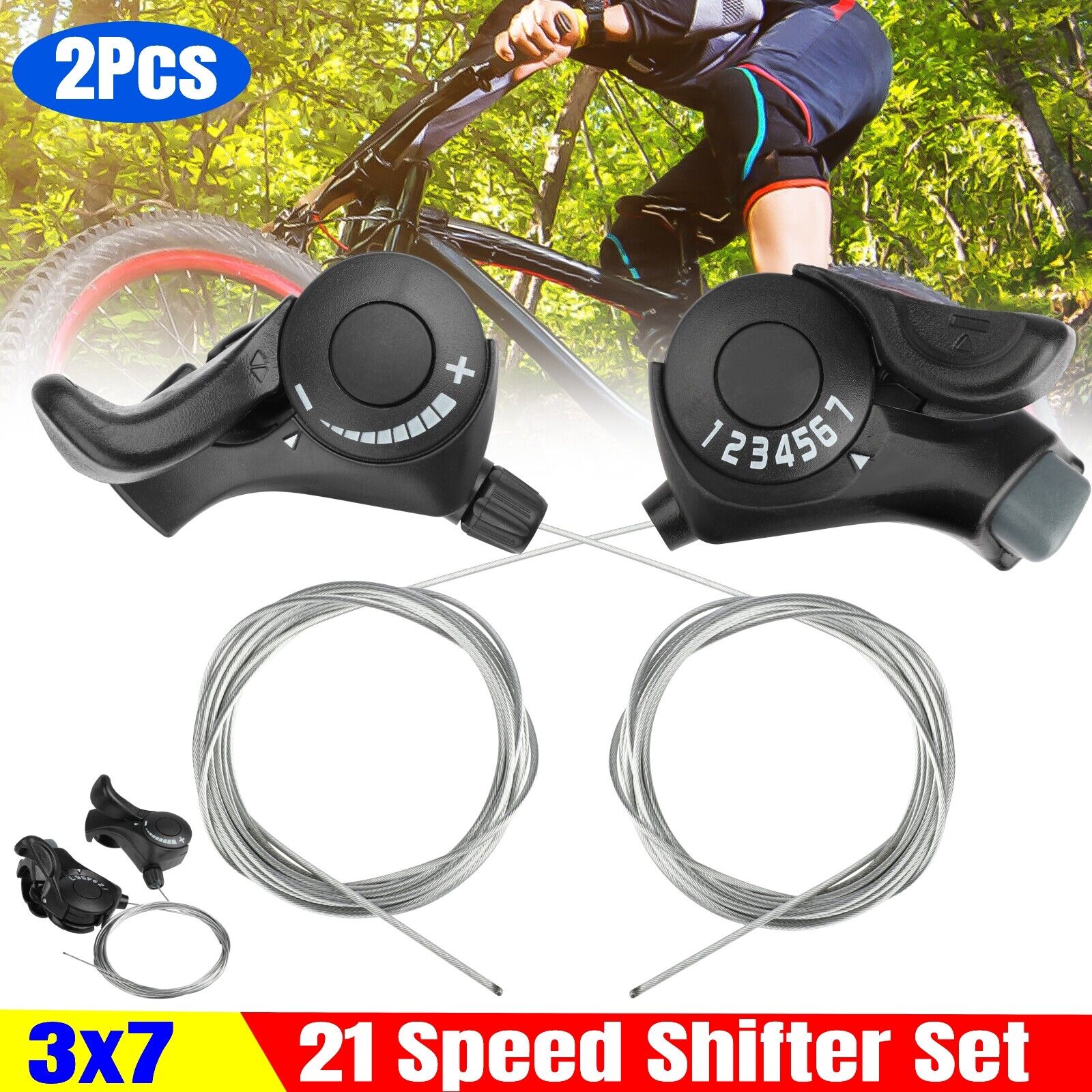 ZGBY 2Pcs 3 x7 21 Speed MTB Mountain Road Bicycle Shifter Bike Thumb ...
