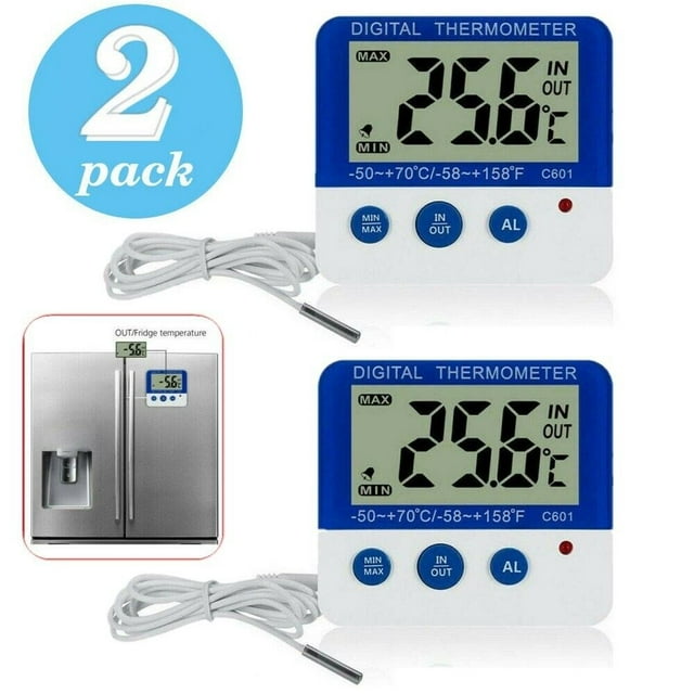 ZGBY 2Pcs Digital Freezer / Fridge Thermometer With Magnet Freezer Led ...