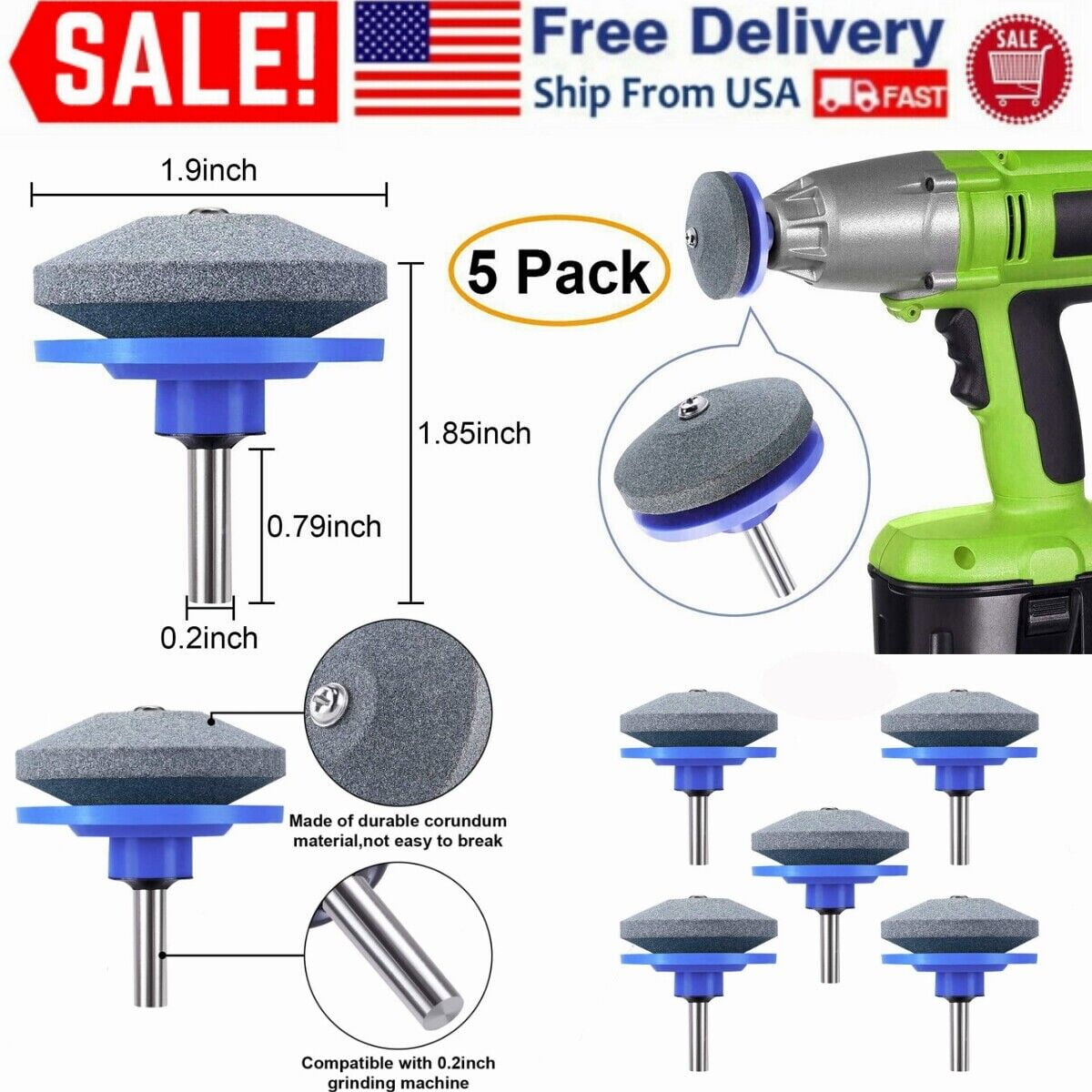 Zgby 5pcs Lawn Mower Blade Balancer Sharpener Set For Lawn Mower