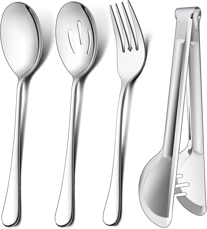 ZGDong 12-Piece Stainless Steel Serving Utensils, Include 3 Large ...