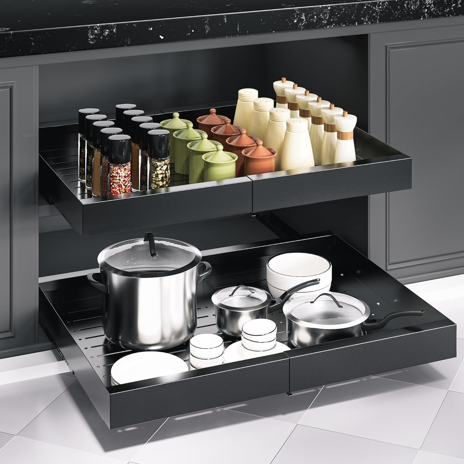 ZGO Pull Out Cabinet Organizer, Expandable(15.5"-27") Drawer Organizer ...