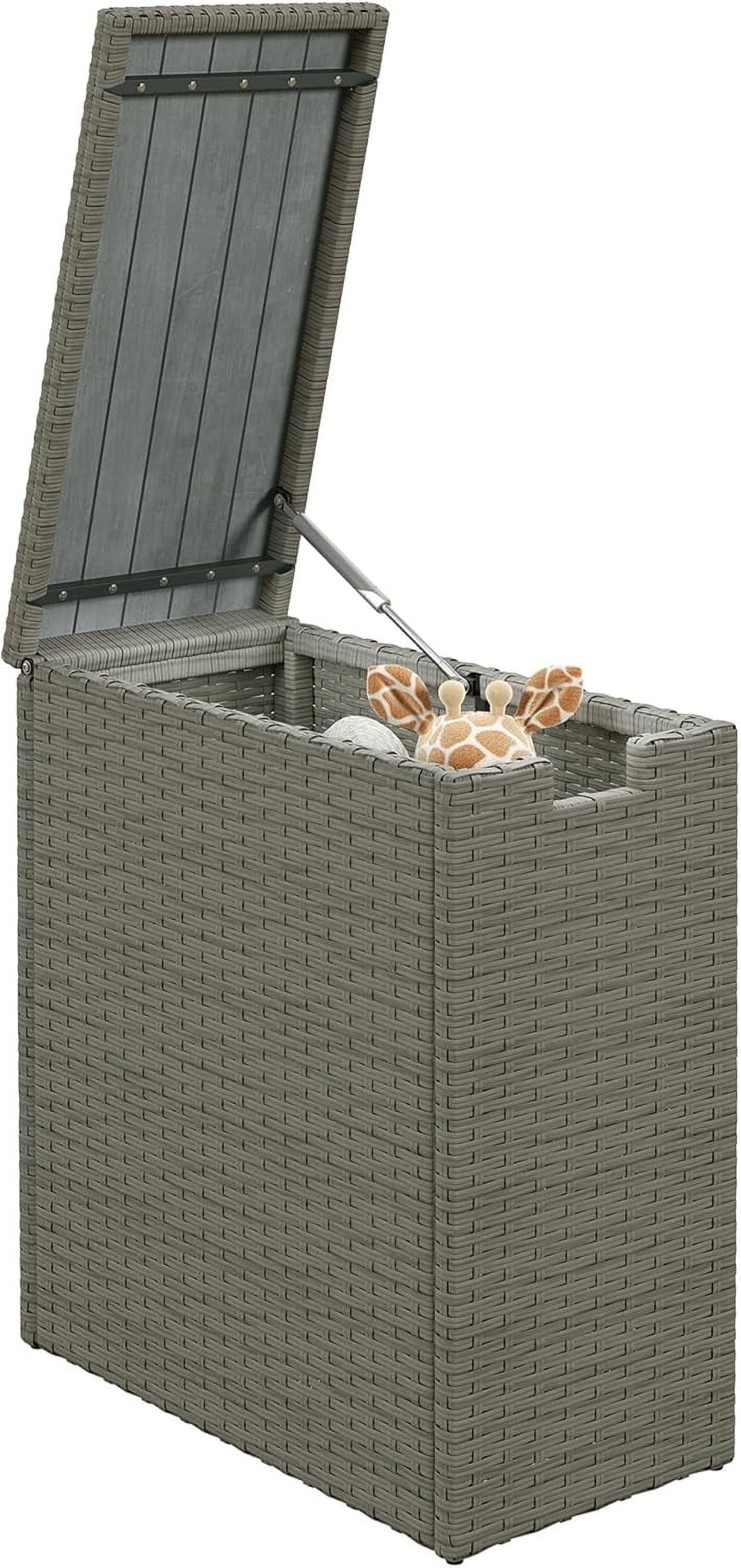 ZGOODWJ 17 Gallon Wicker Small Deck Box, PE Rattan Outdoor Storage Box ...