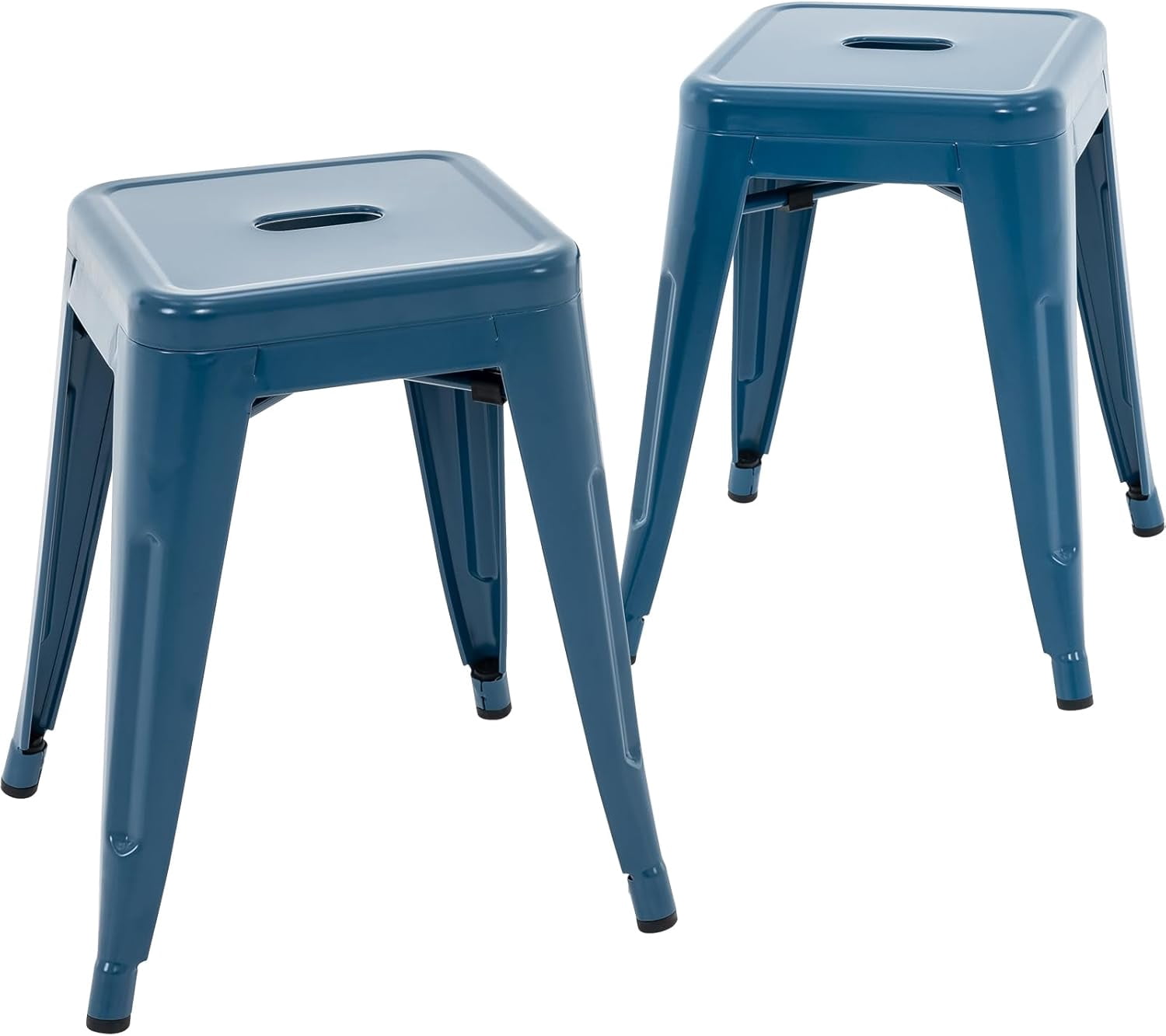 ZGOODWJ 18 Inch Industrial Metal Stools Set of 2, Short Stackable ...